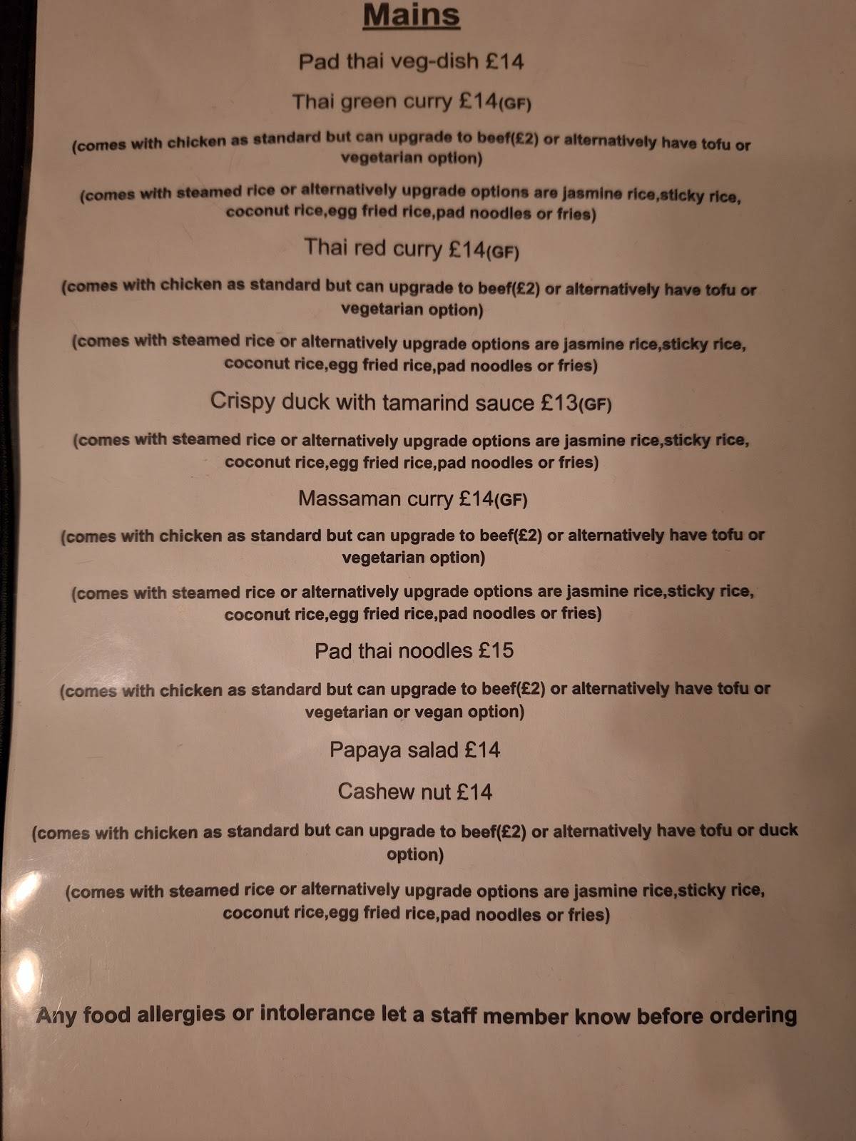 Menu at The Bartons Arms, Birmingham