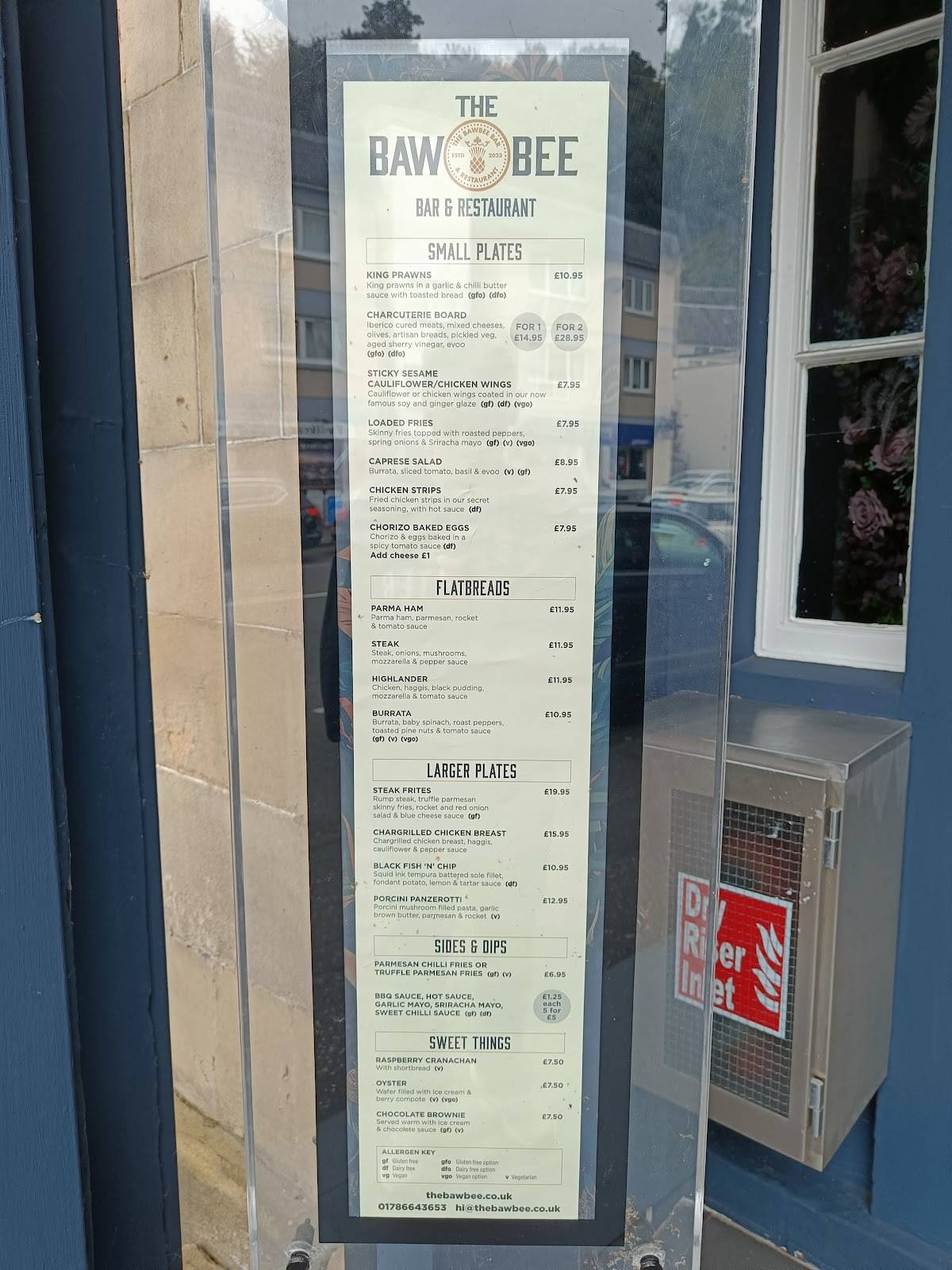 Menu at The Bawbee pub & bar, Stirling