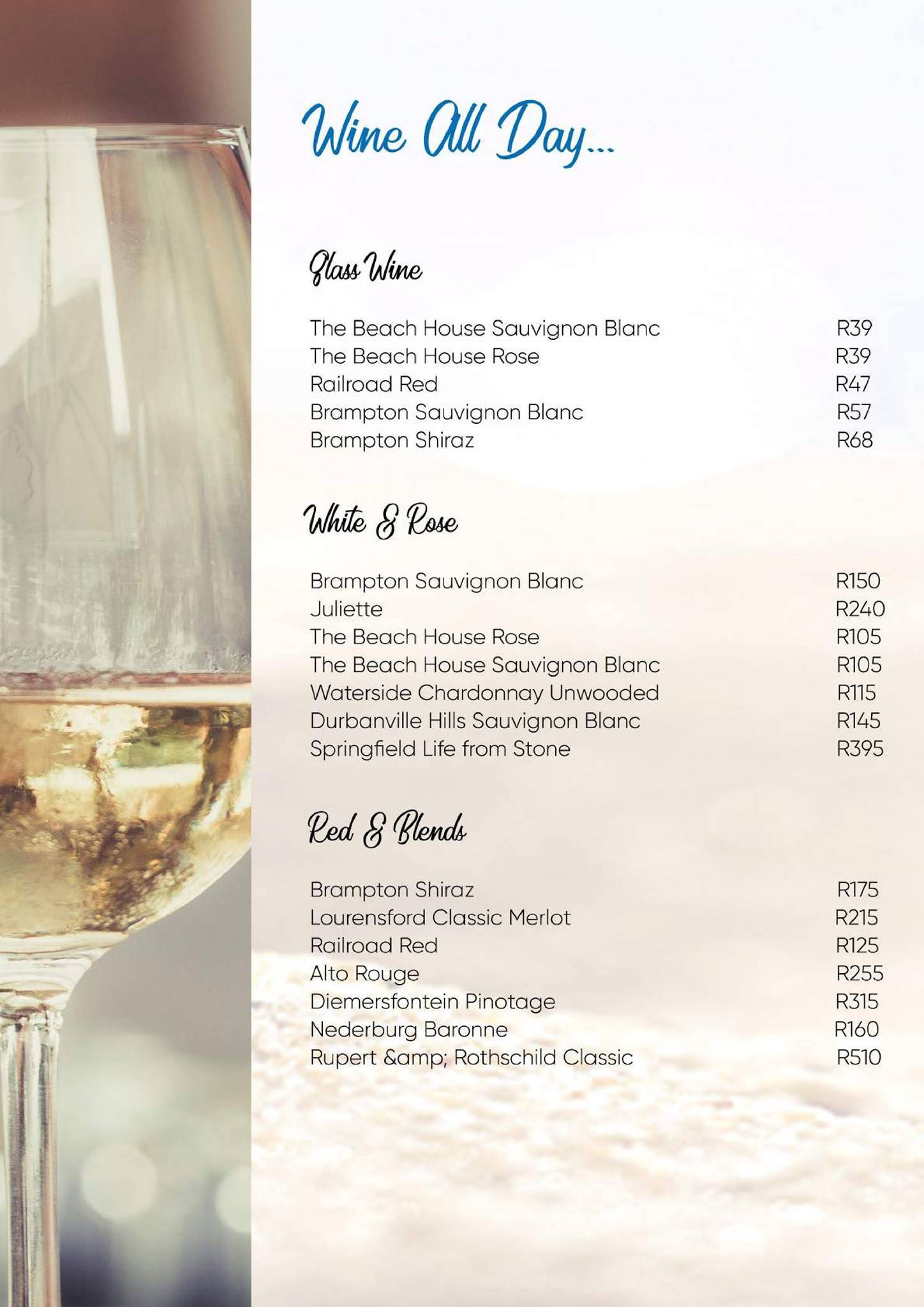 Menu at The Beach Rivonia pub & bar, Johannesburg