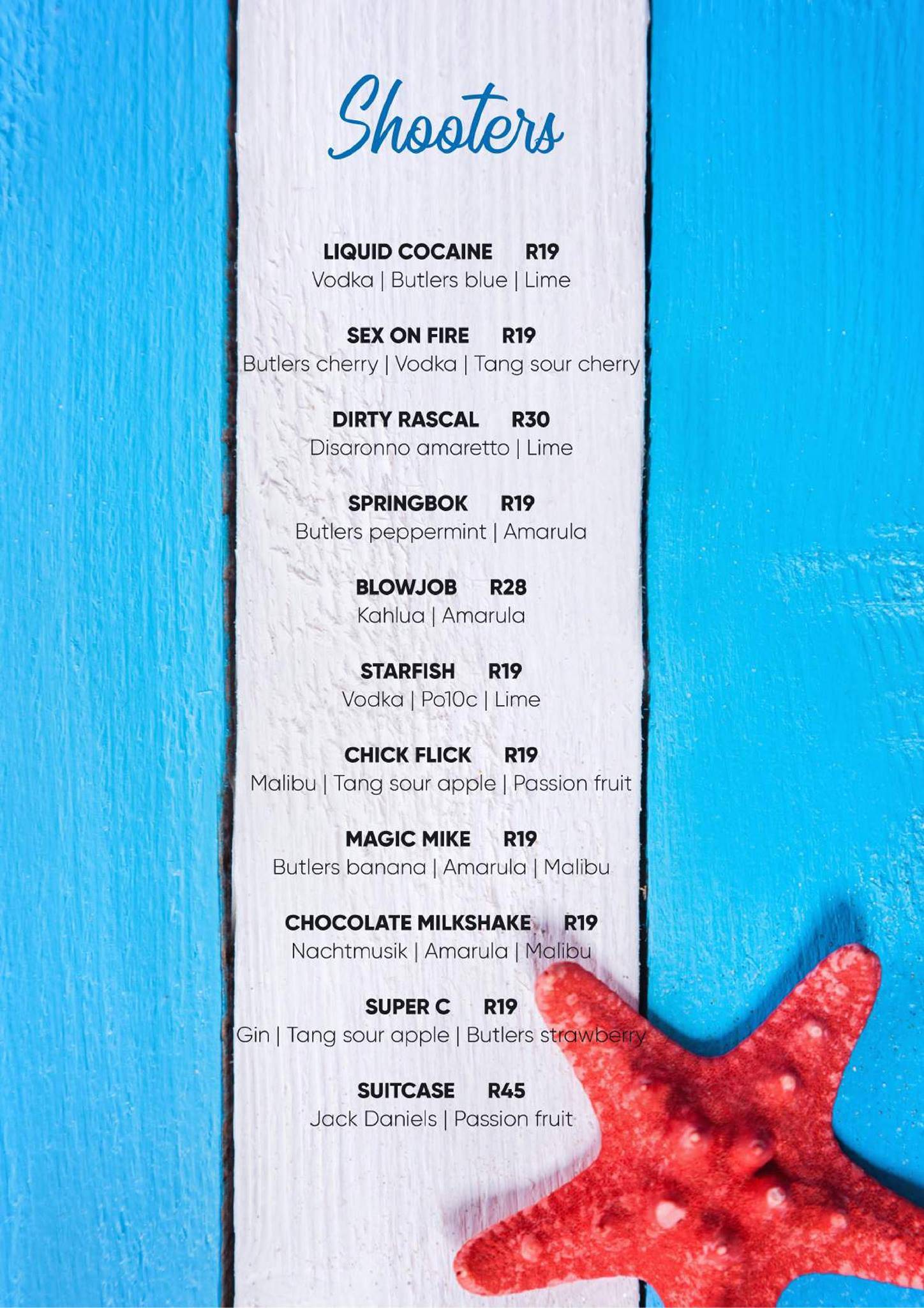 Menu at The Beach Rivonia pub & bar, Johannesburg