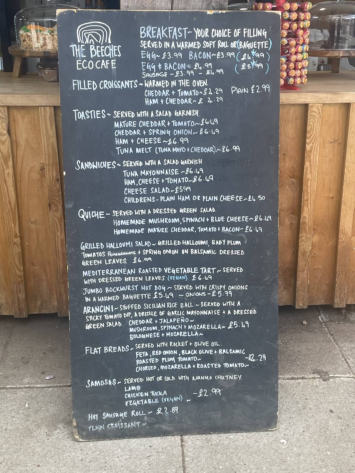 Menu at The Beeches Eco Cafe, Burnham