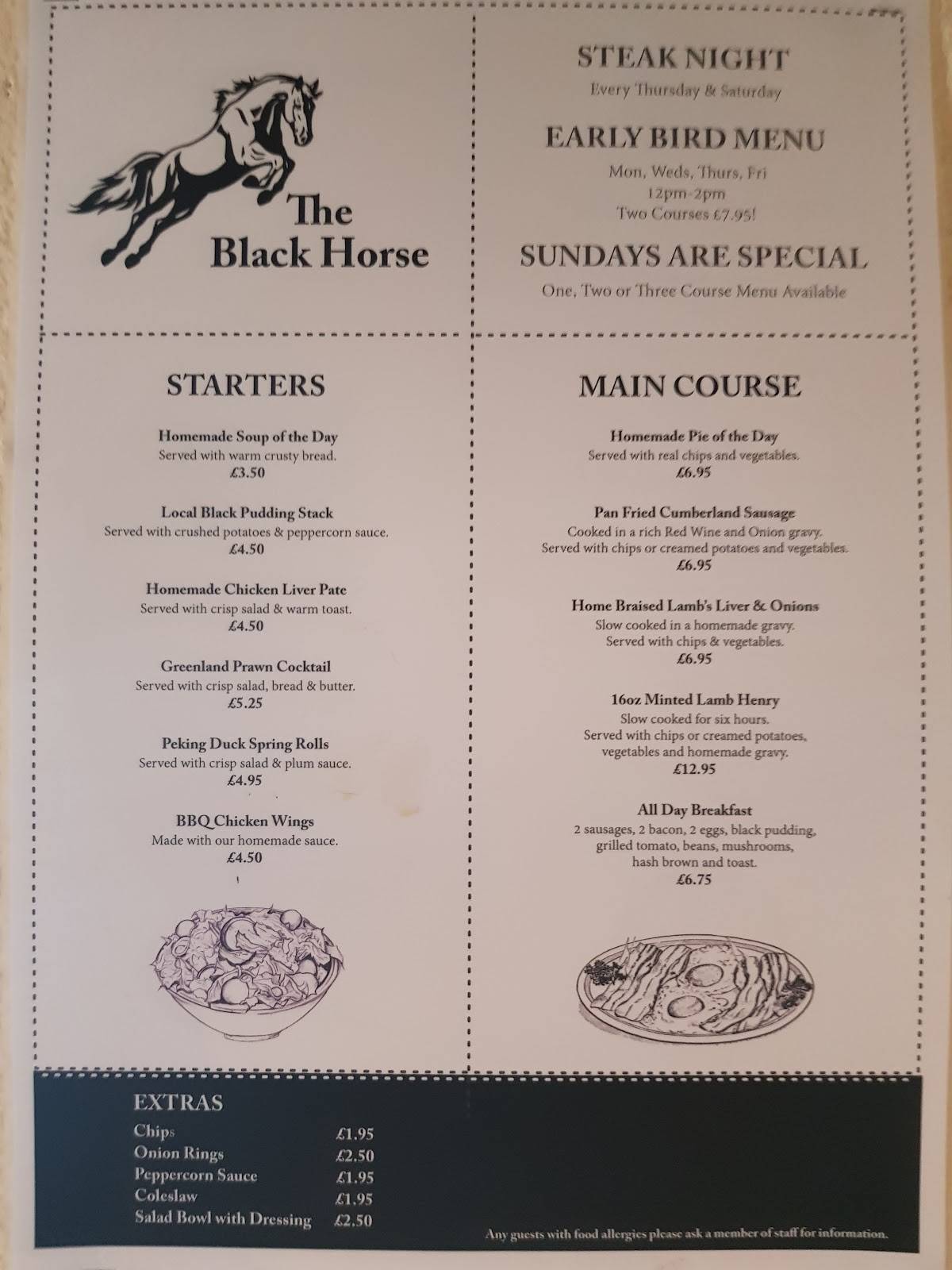 Menu at The Black Horse pub & bar, Leyland