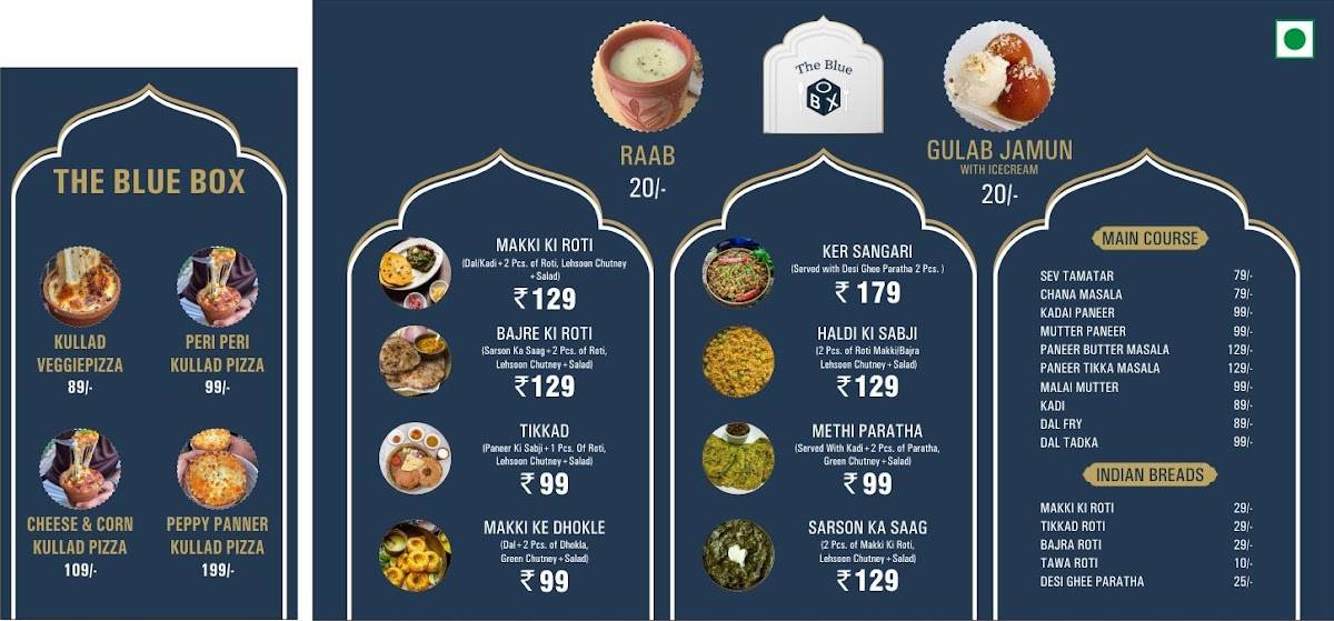 Menu at The Blue Box, Udaipur