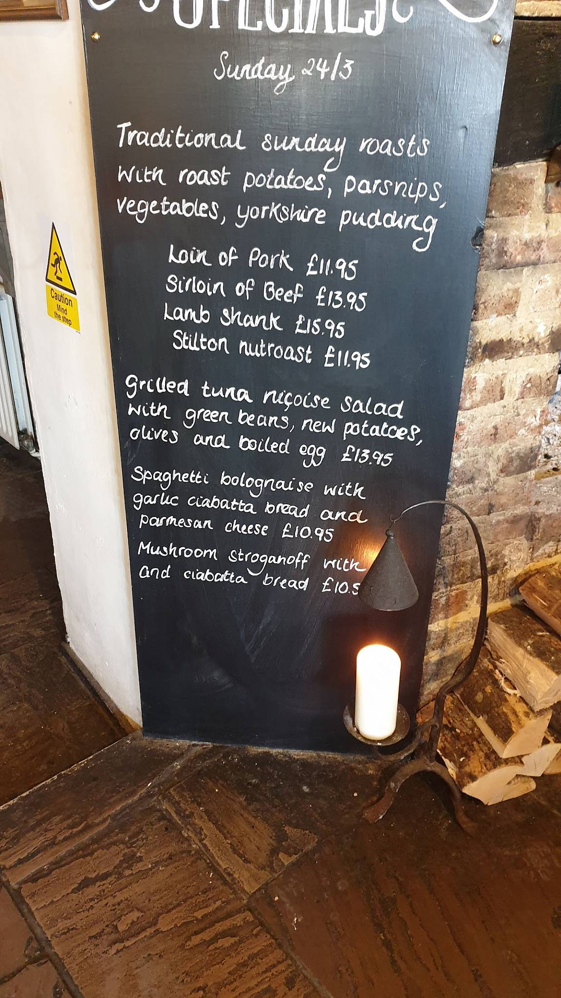 Menu at The Bridge Inn pub & bar, Amberley
