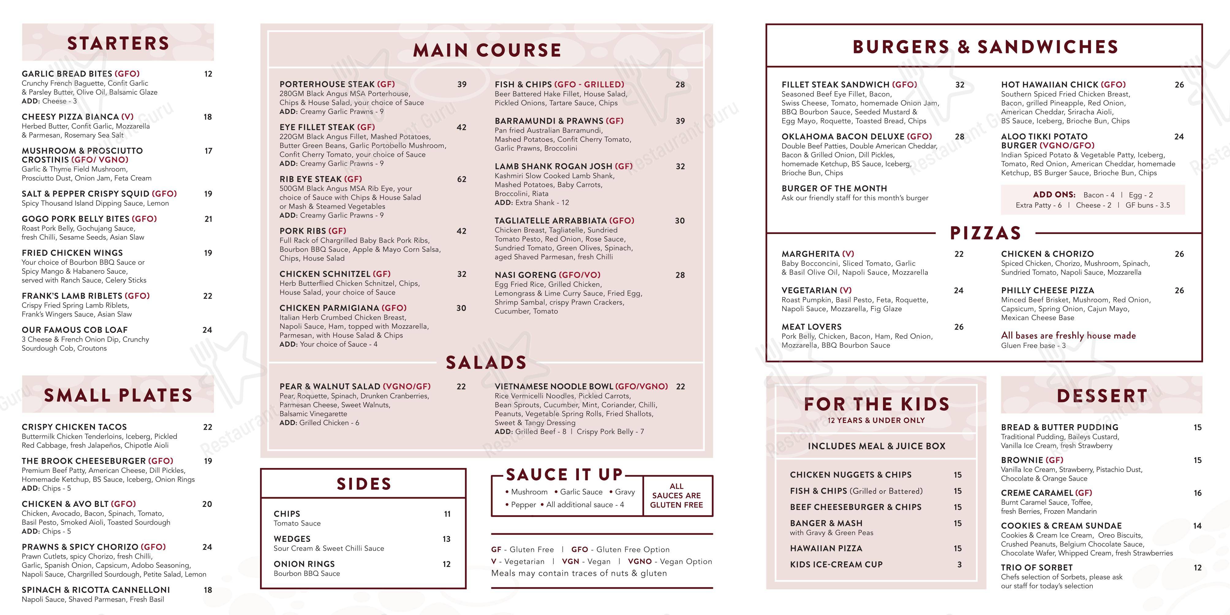 Menu at The Brook Bar & Bistro, Ellenbrook