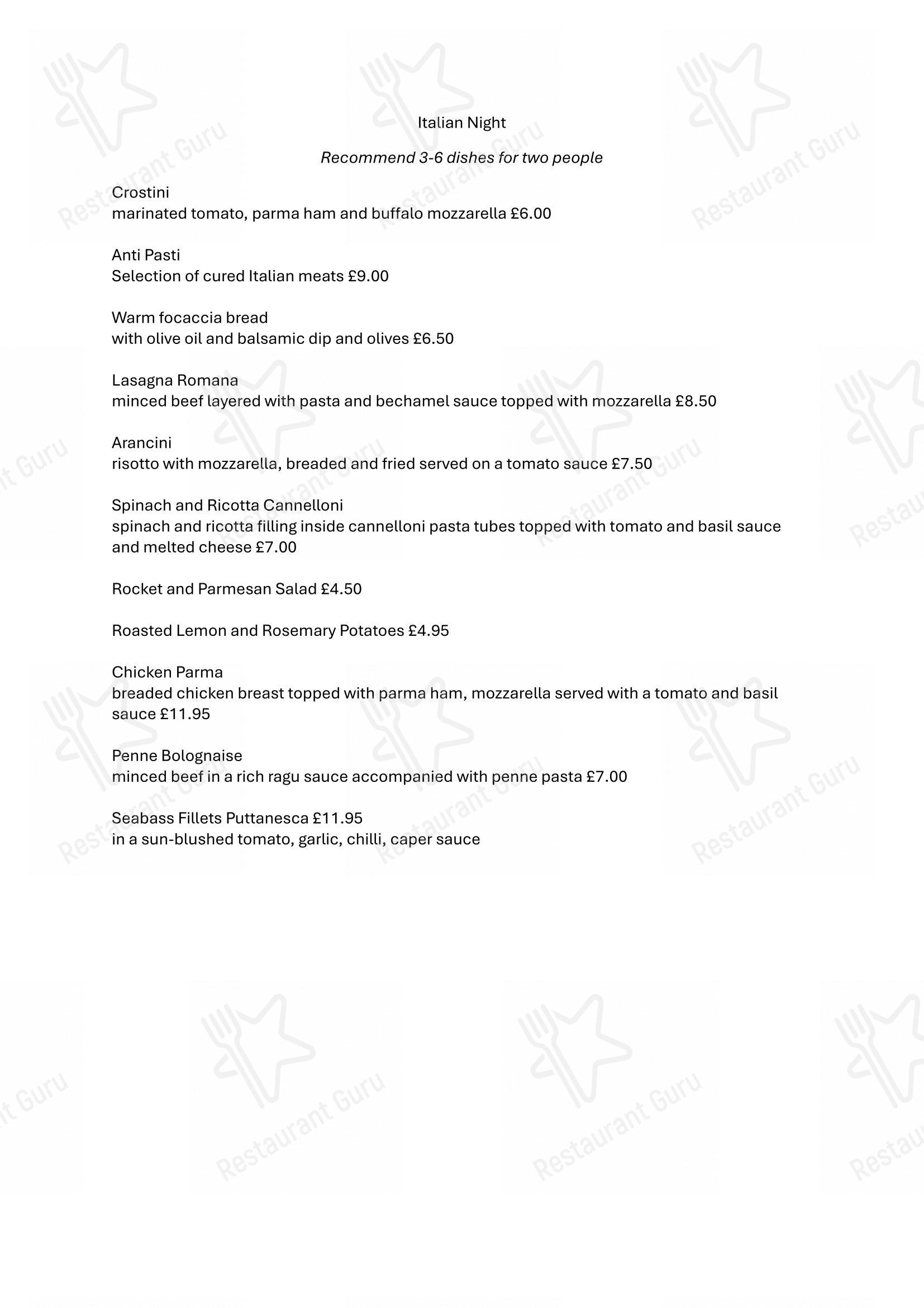 Menu at The Bull Corringham pub & bar, Stanford-le-Hope, Church Rd