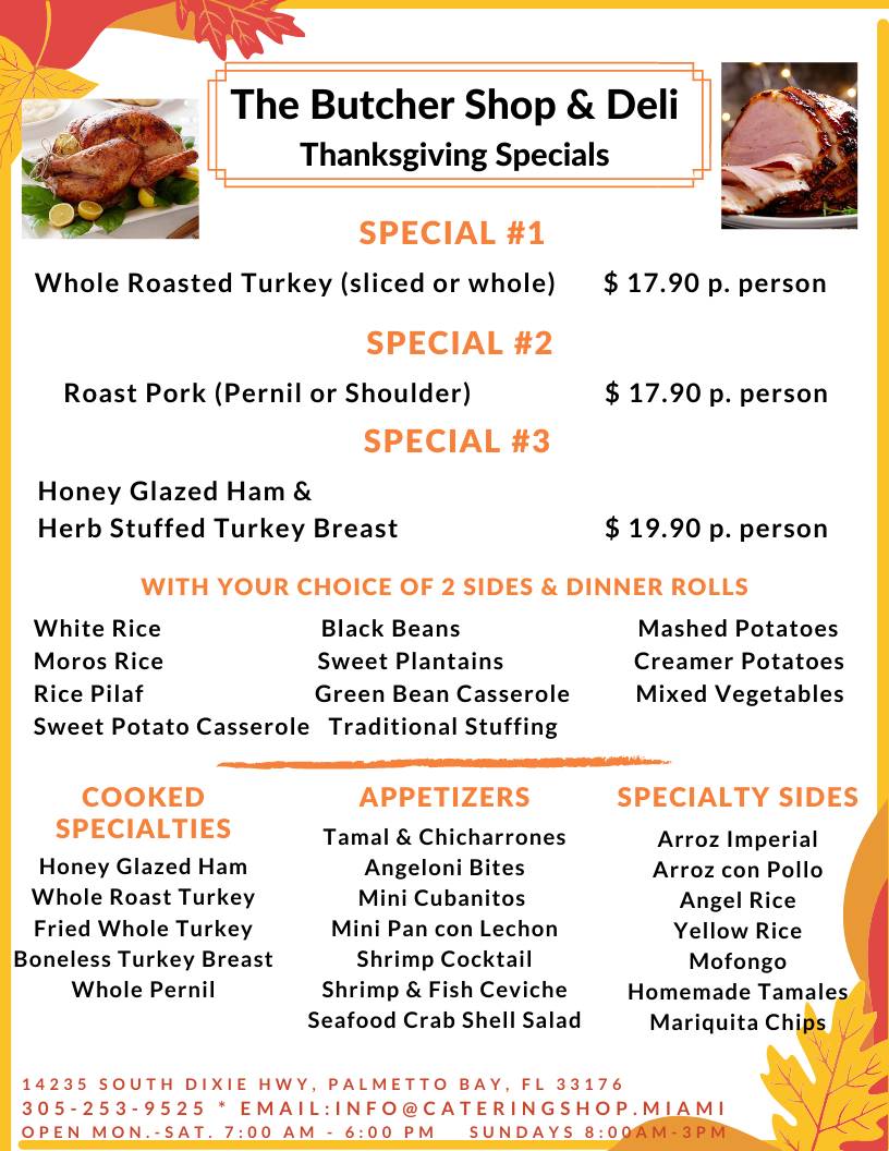 Menu at The Butcher Shop cafe, Palmetto Bay