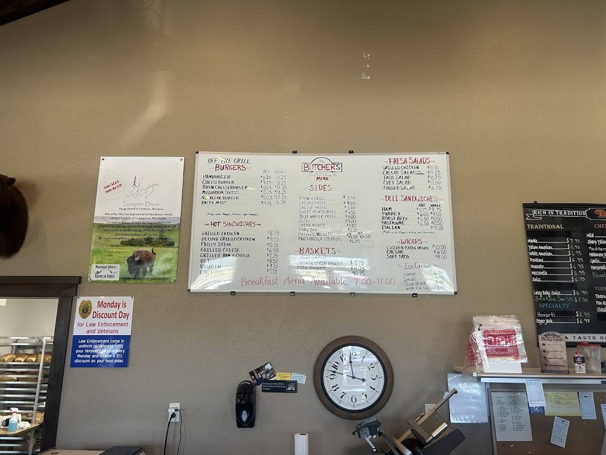 Menu at The Butcher's Nook restaurant, Plains, 600 W Railroad Ave