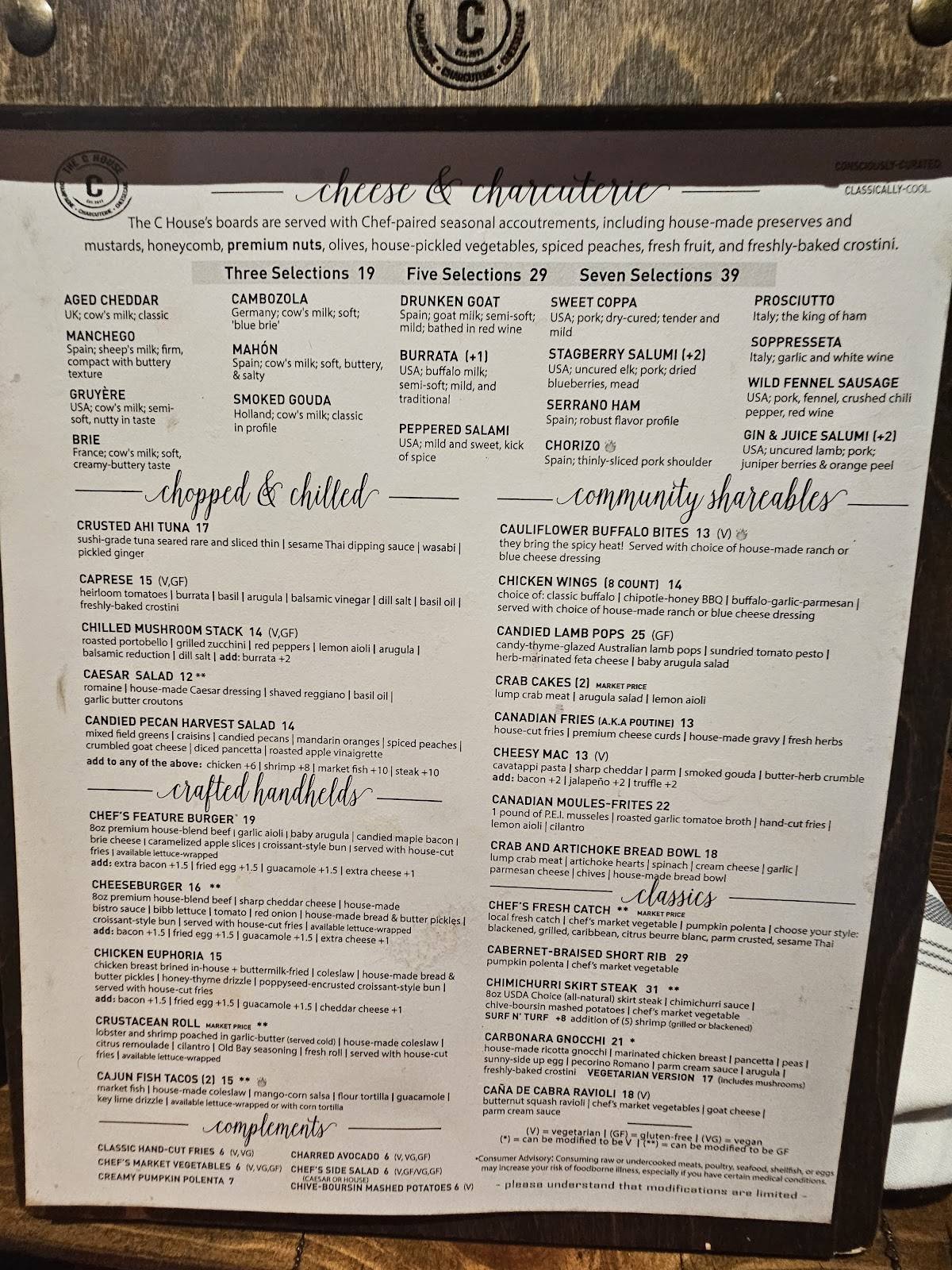 Menu at The C House pub & bar, Tampa