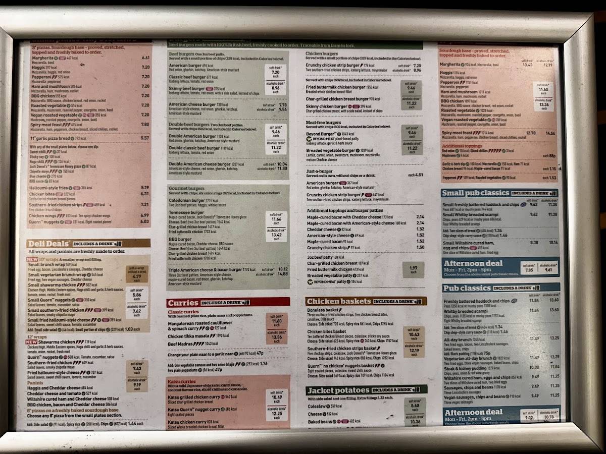 Menu at The Caley Picture House - JD Wetherspoon pub & bar, Edinburgh