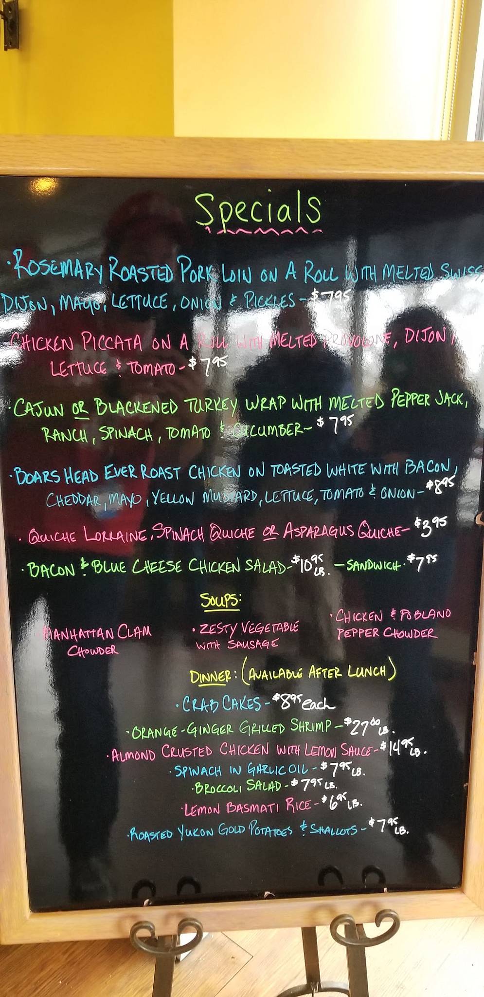 Menu at The Carving Board cafe, Winston-Salem