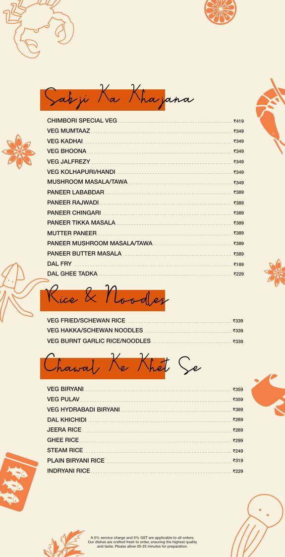 Menu at The Chimbori Seafood Kitchen, Pune