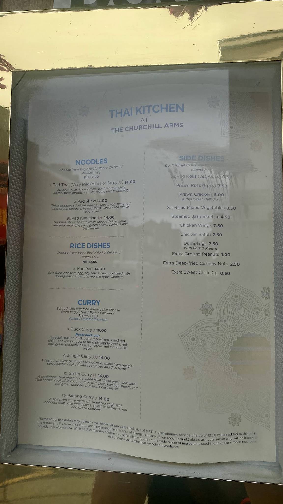 Menu at The Churchill Arms pub & bar, London, 119 Kensington Church St
