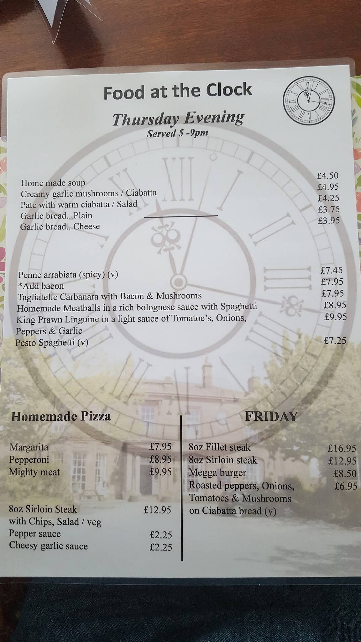 Menu at The Clock Face pub & bar, Prescot