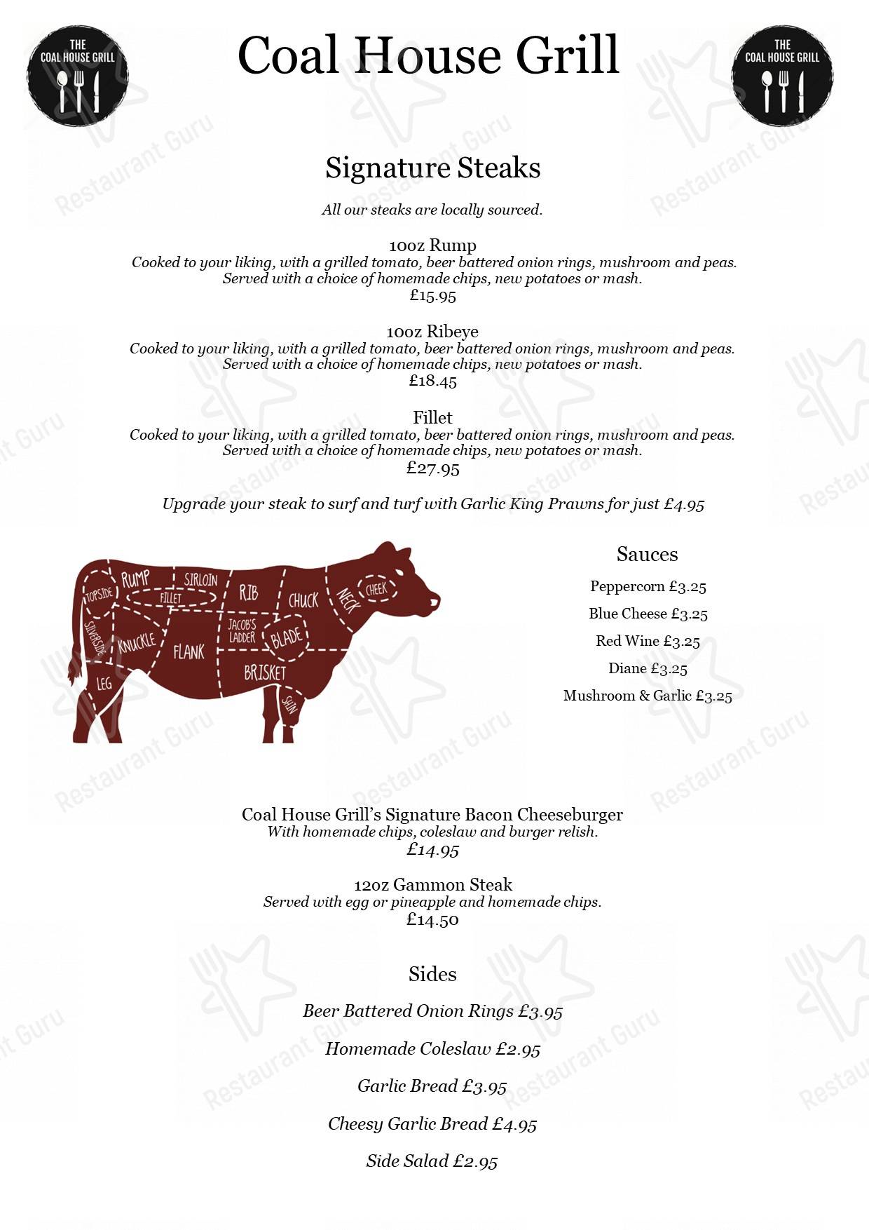 Menu at The Coal House Grill restaurant, Cross Hands