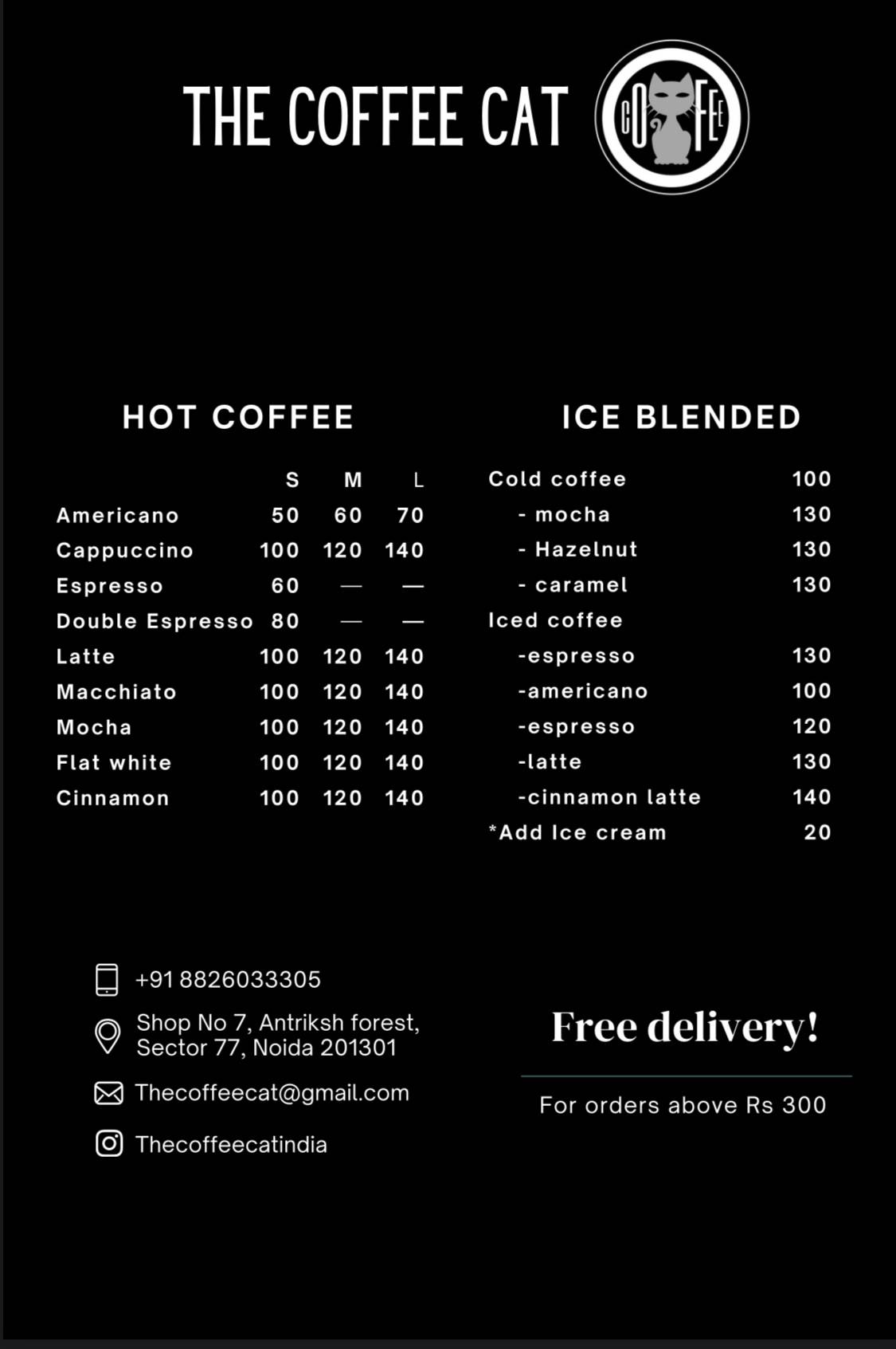 Menu at The Coffee Cat, Noida