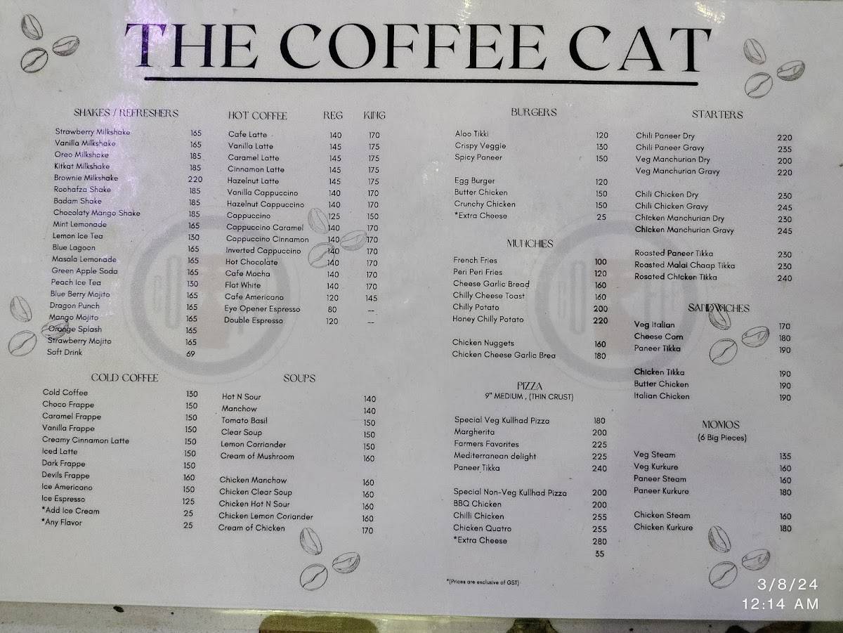 Menu at The Coffee Cat, Noida