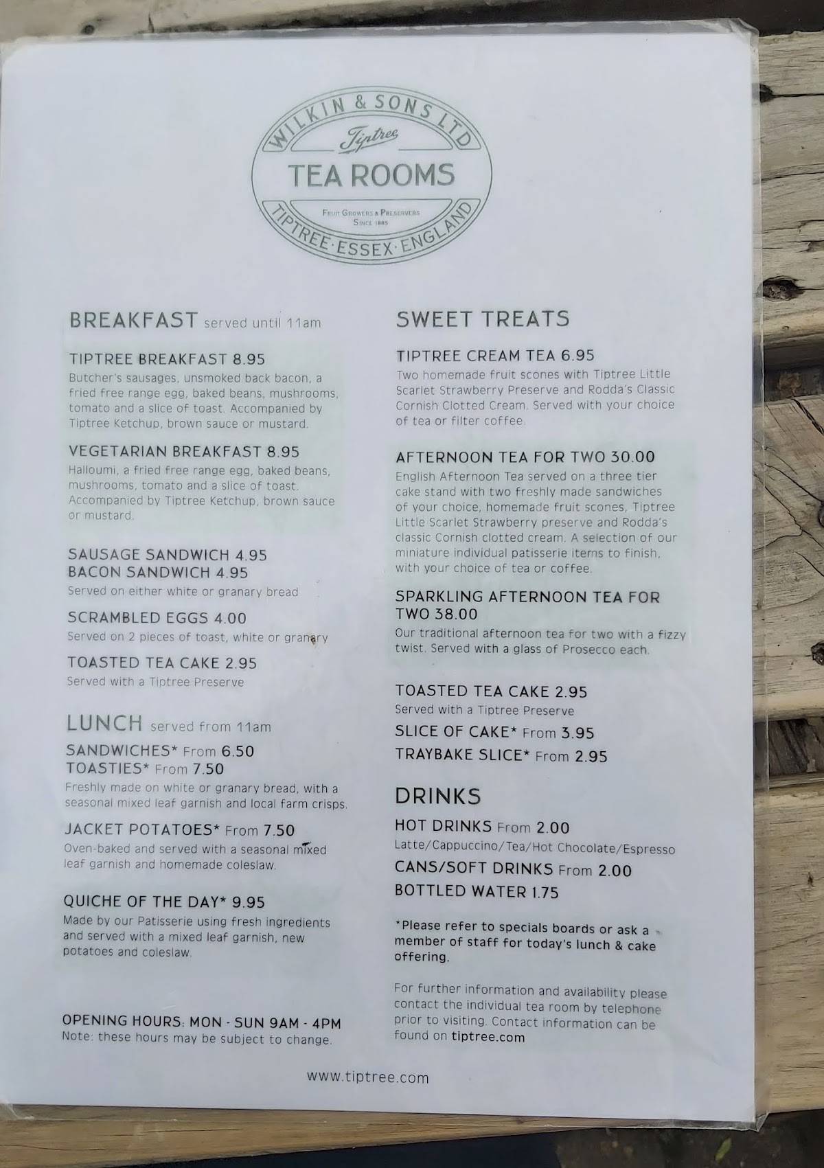 Menu at The Courtyard Tea Room - Wilkin & Sons Ltd cafe, Saffron Walden