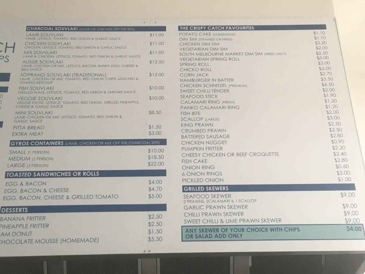 Menu at The Crispy Catch Fish & Chips - Ringwood East fast food ...