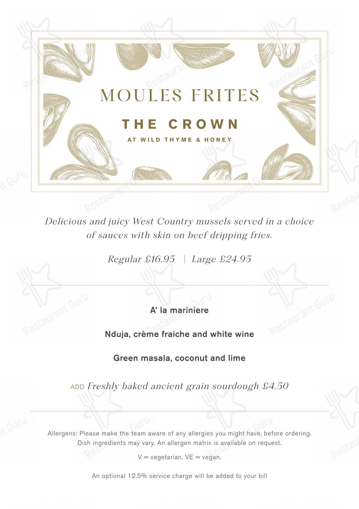 Menu at The Crown at Ampney Brook restaurant, Ampney Crucis