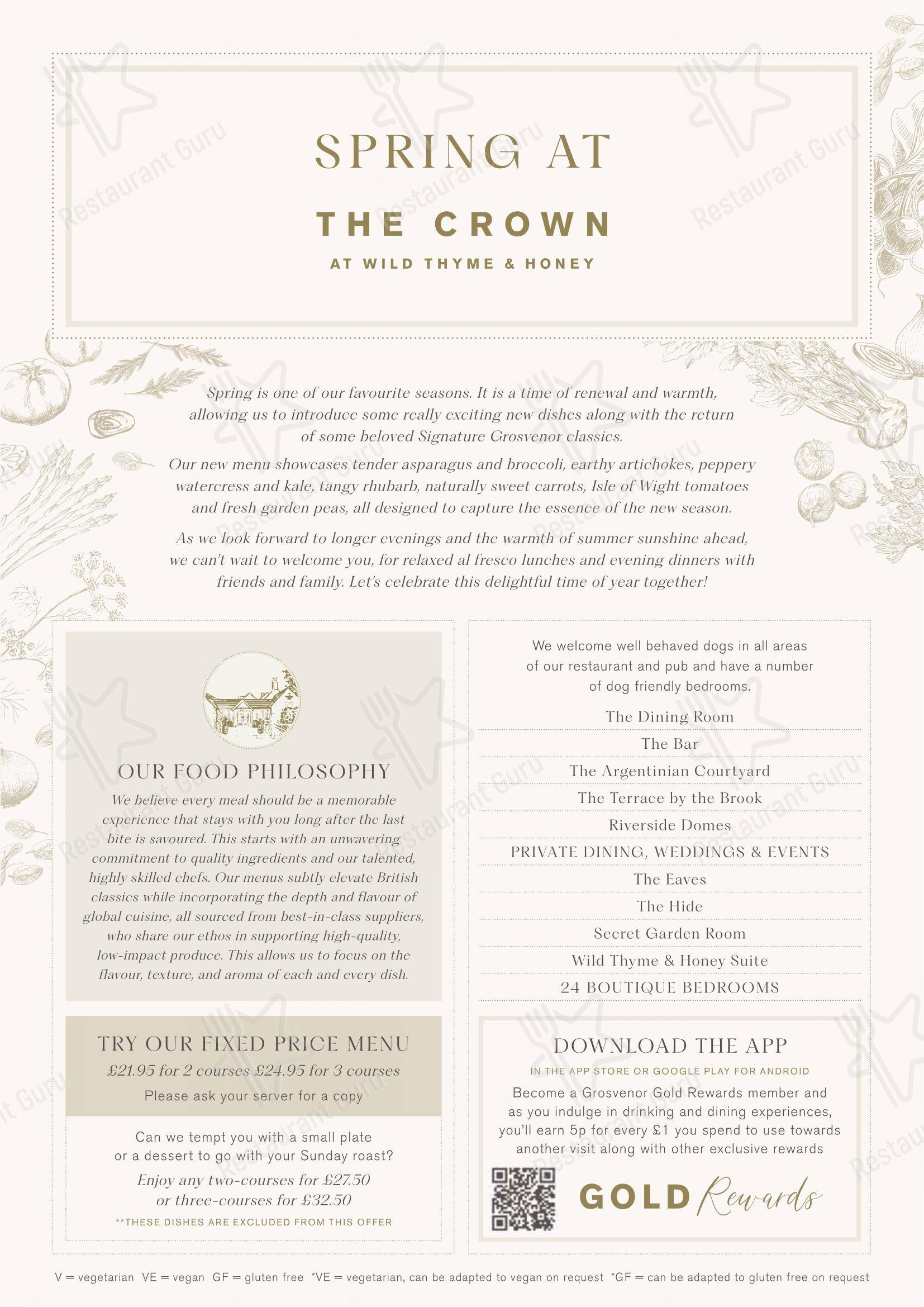 Menu at The Crown at Ampney Brook restaurant, Ampney Crucis