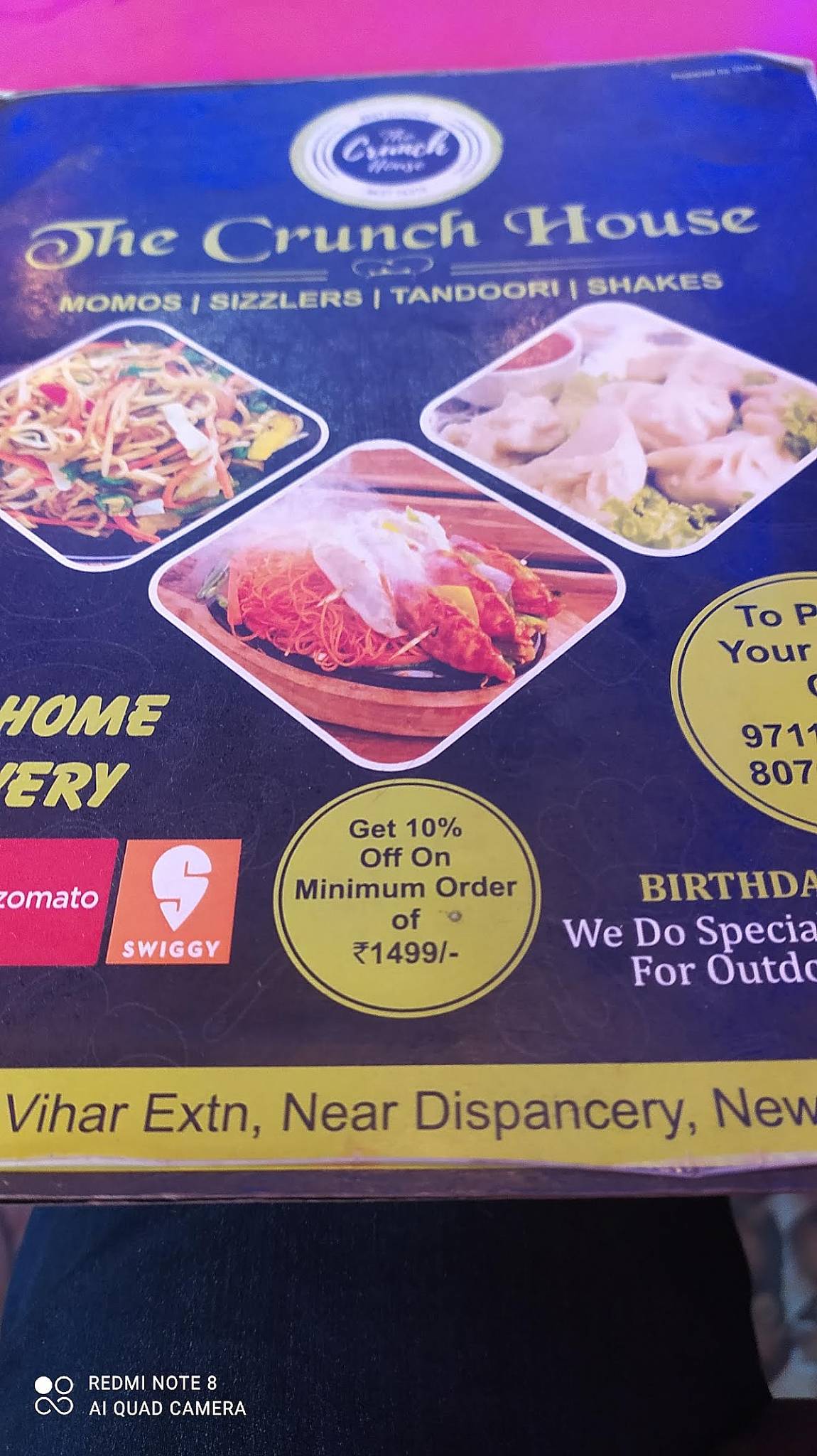 Menu at The Crunch House, New Delhi