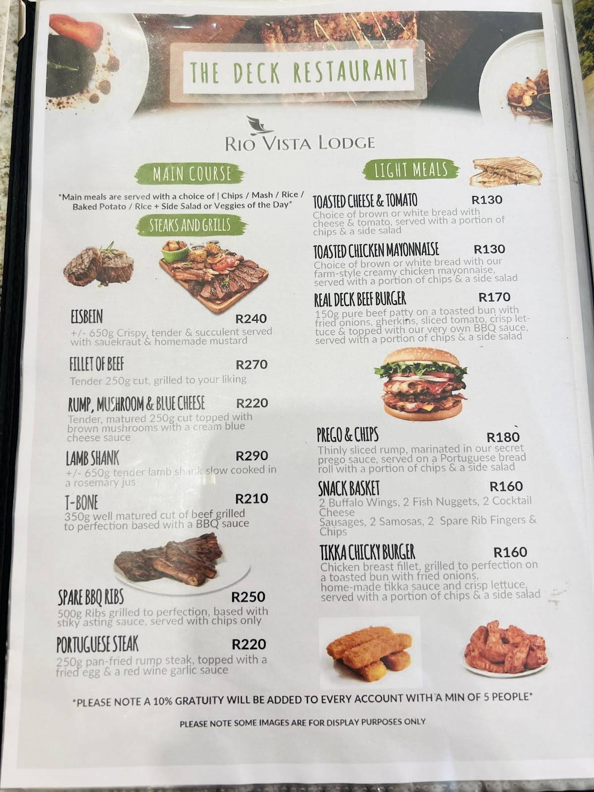 Menu at The Deck Restaurant, Malelane