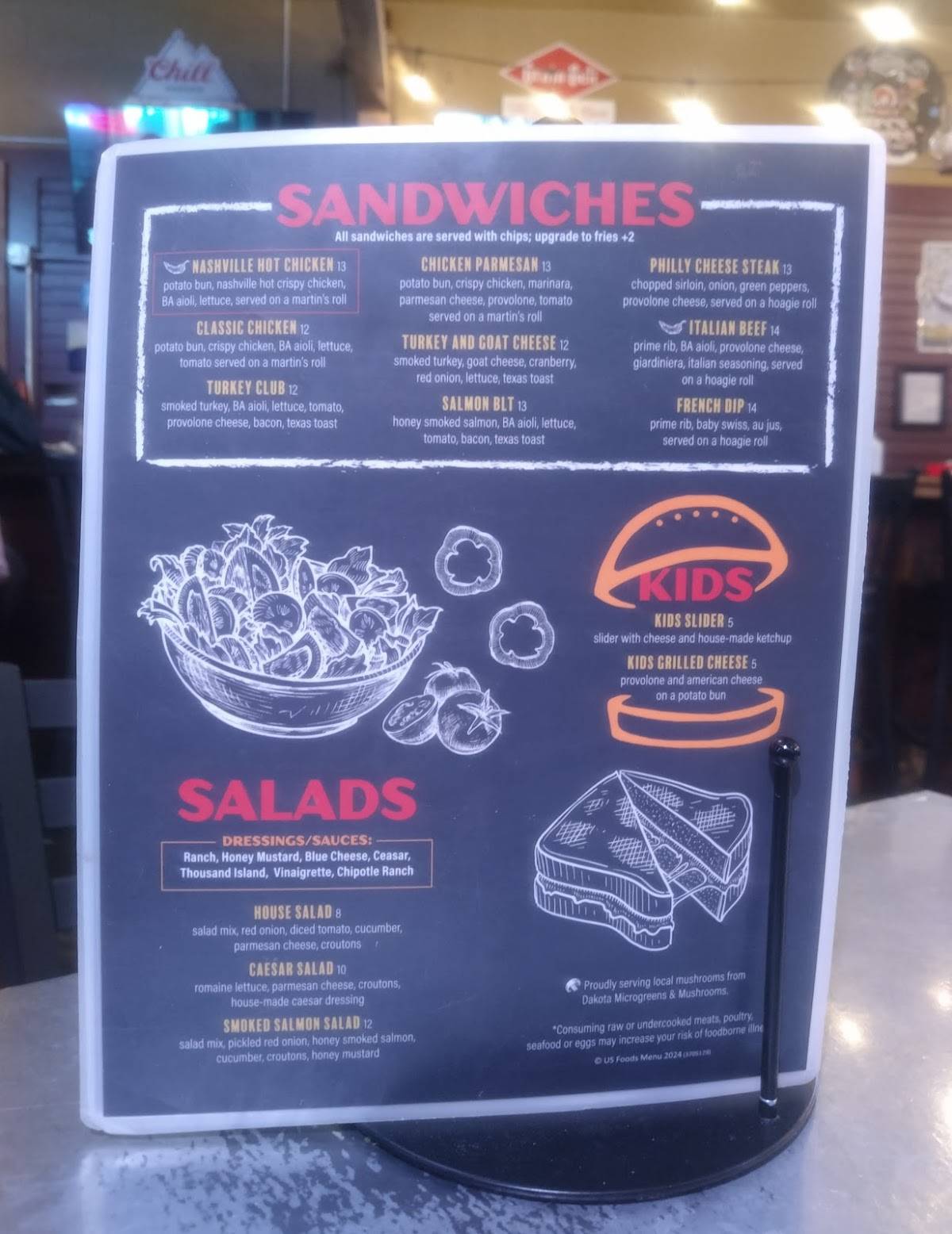 Menu at The Dive restaurant, Sioux Falls, S Western Ave