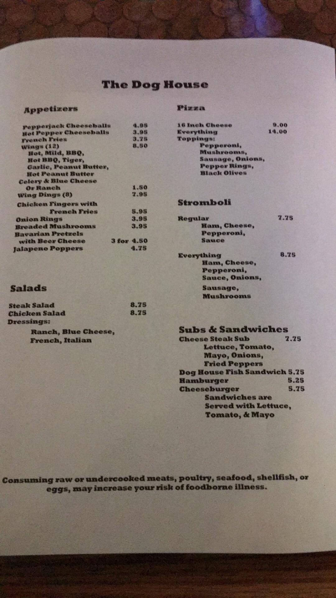 Menu at The Dog House pub & bar, Bellwood