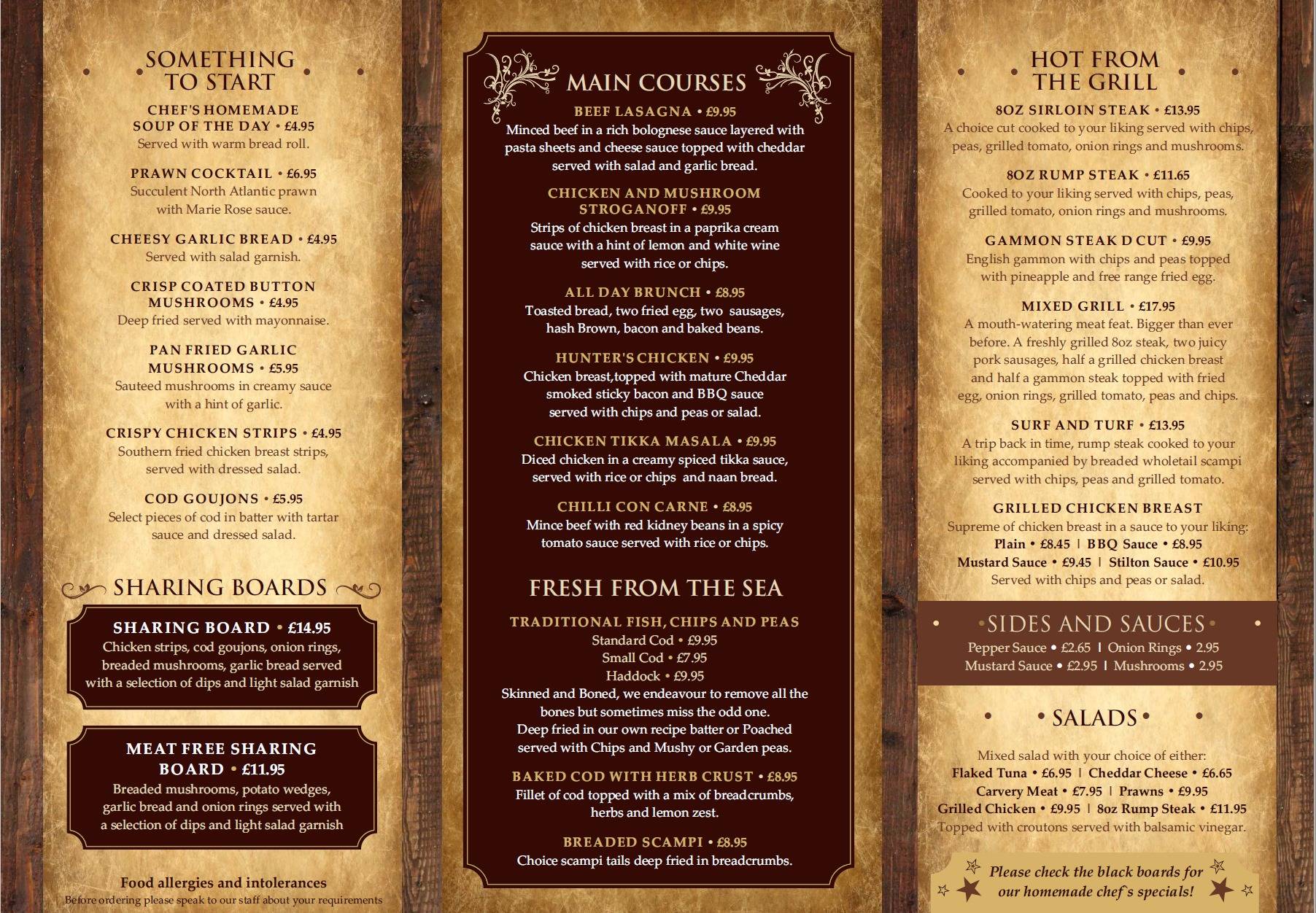 Menu at The Dog and Quayle restaurant, Nottingham