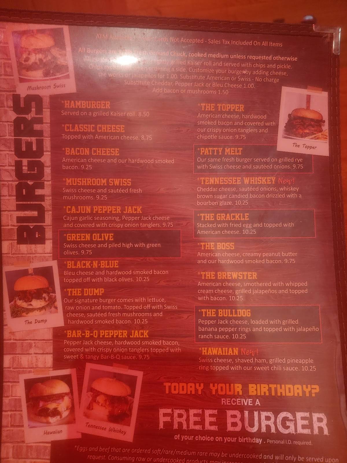 Menu at The Dump Bar & Grill, Cambria