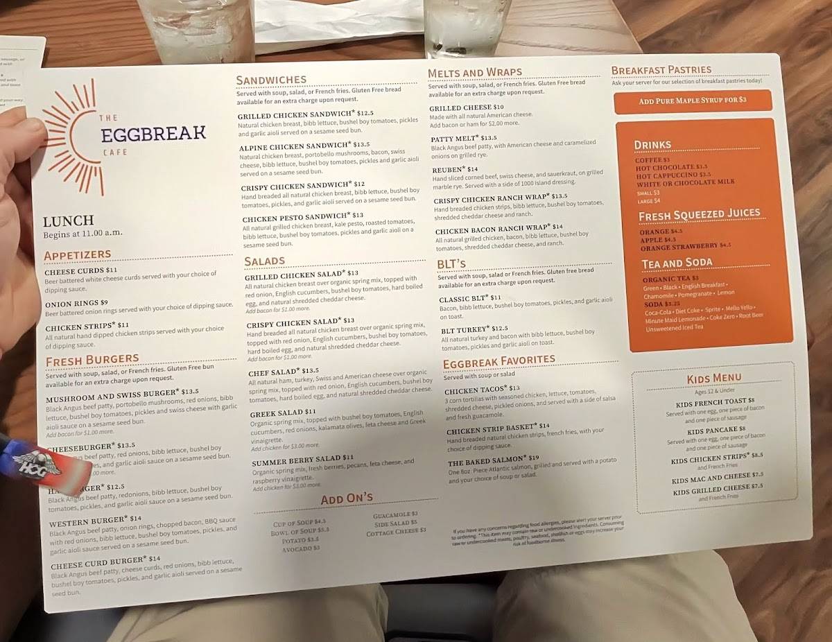 Menu at The Eggbreak Cafe, Chippewa Falls