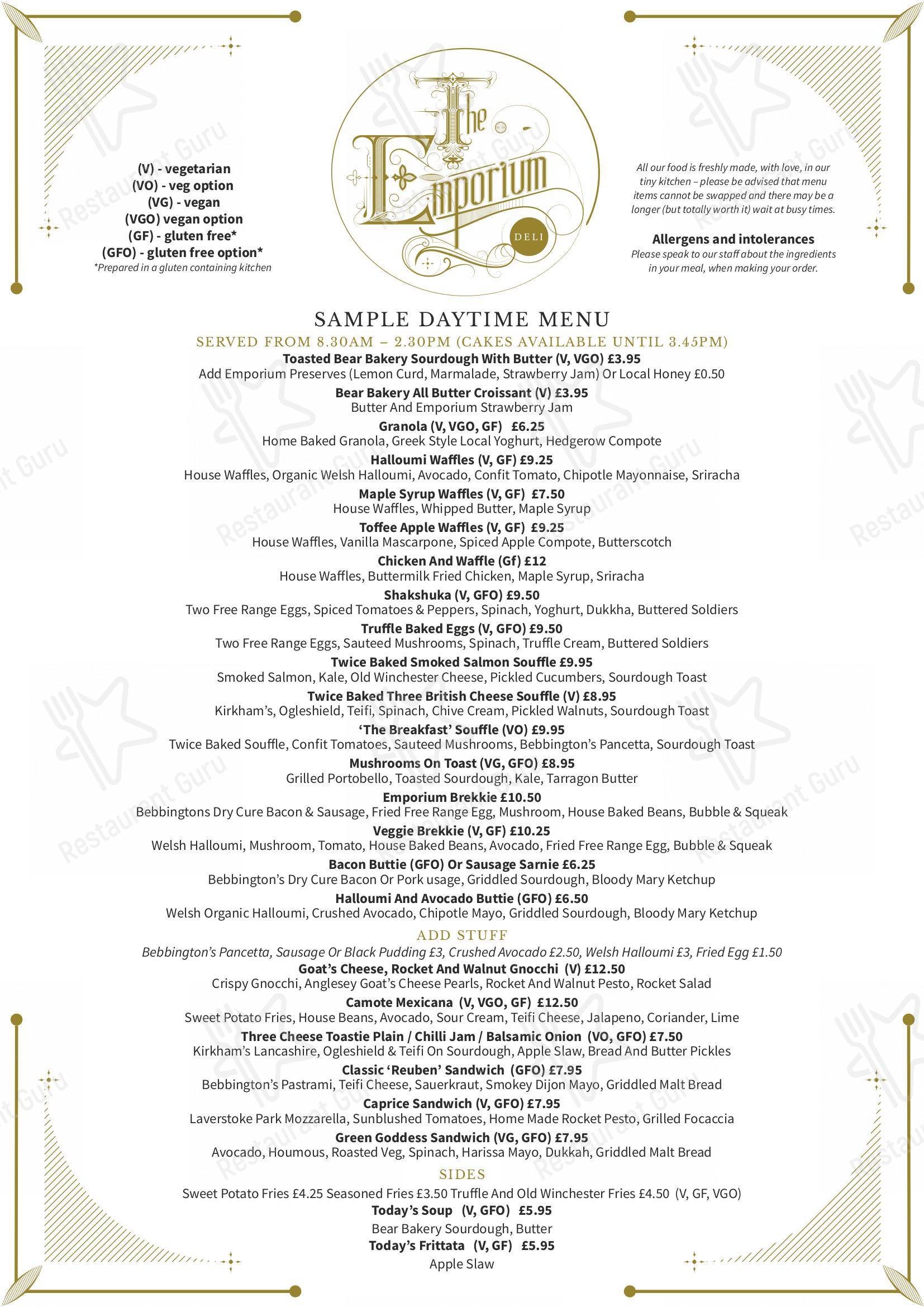 Menu at The Emporium pub & bar, Chester
