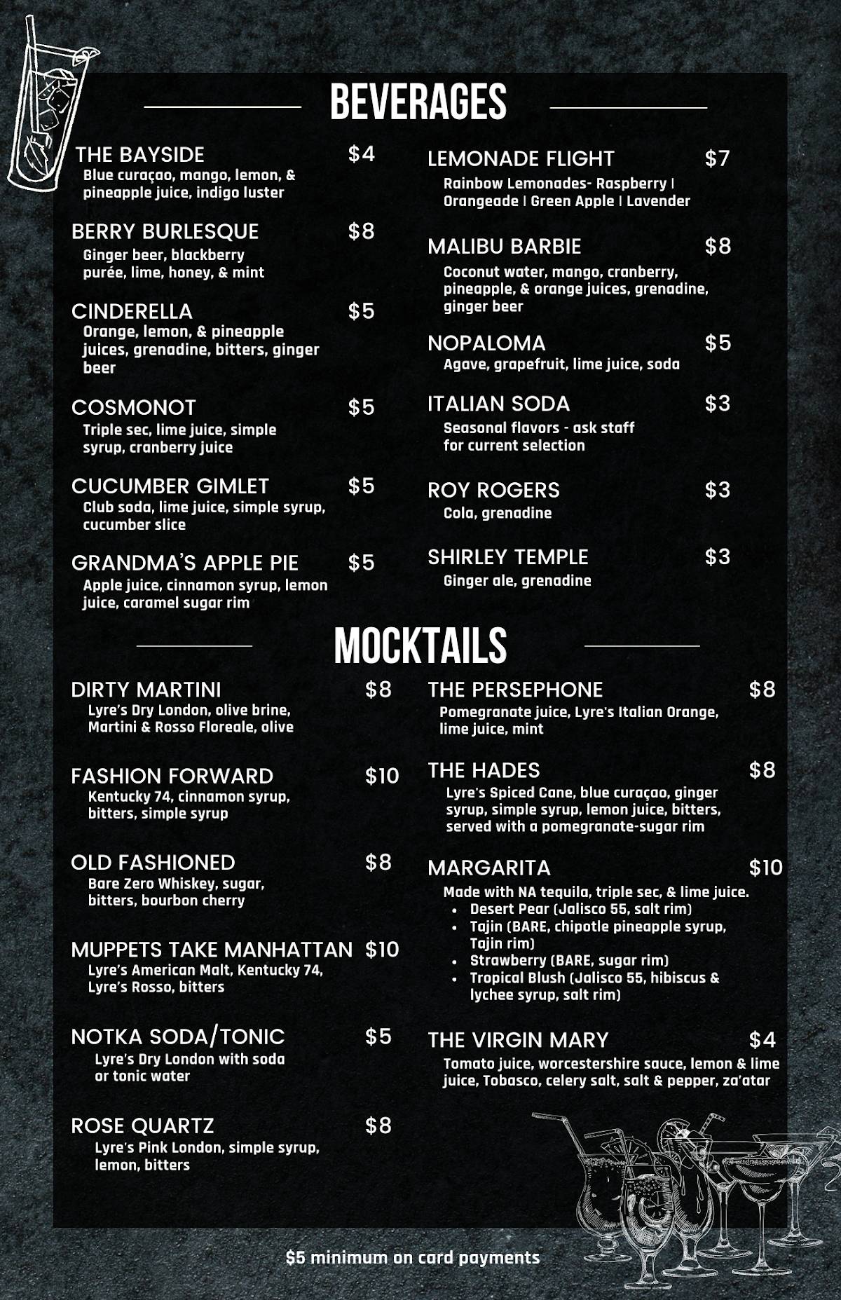 Menu at The Ethos, Pueblo