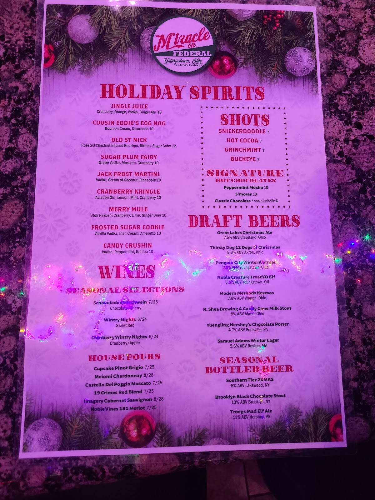 Menu at The Federal restaurant, Youngstown