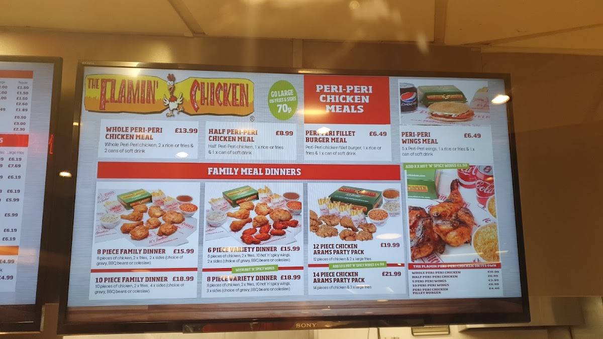 Menu at The Flamin Chicken restaurant, Sale, 119 Washway Rd