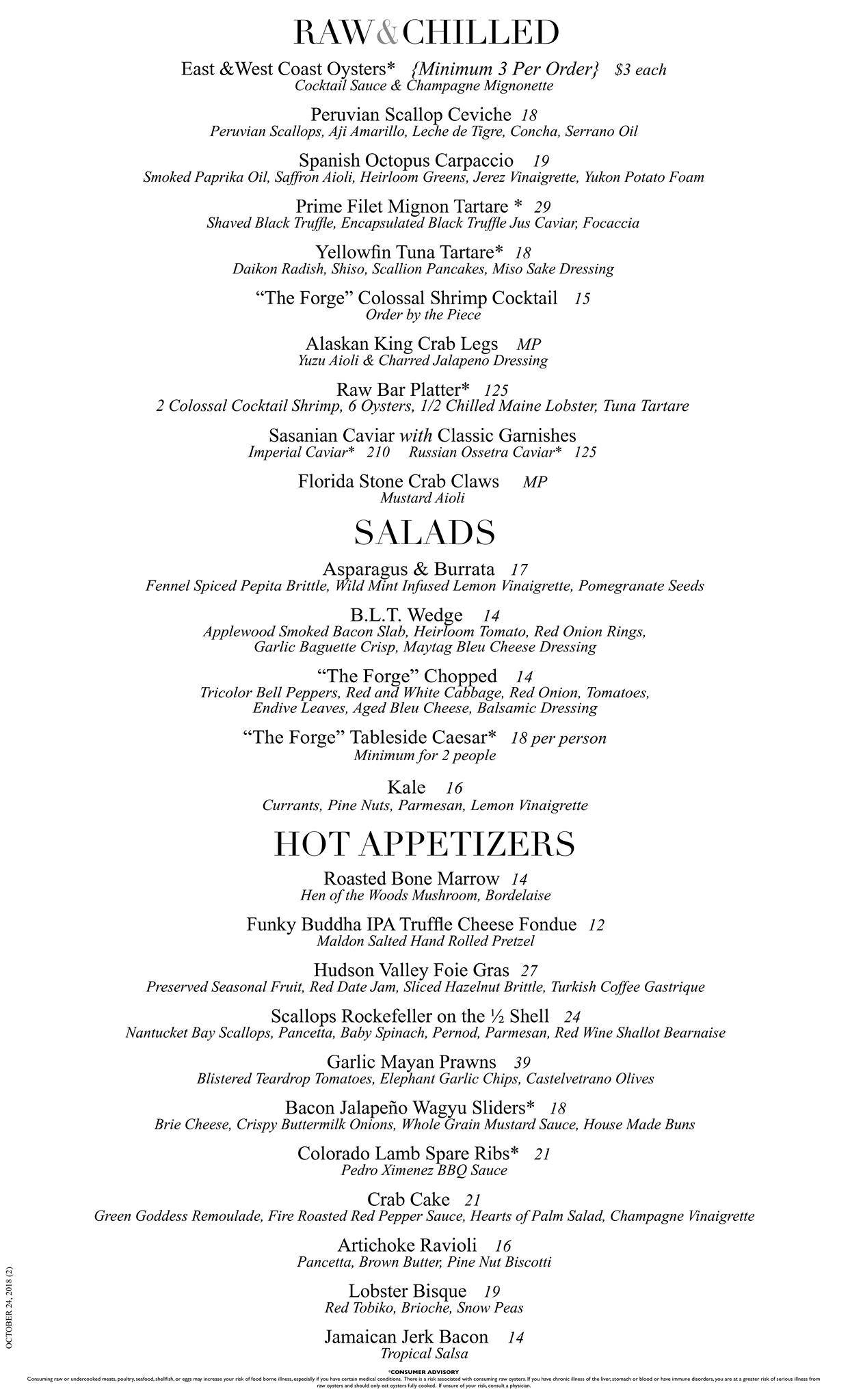 Menu at The Forge pub & bar, Miami Beach, 432 W 41st St