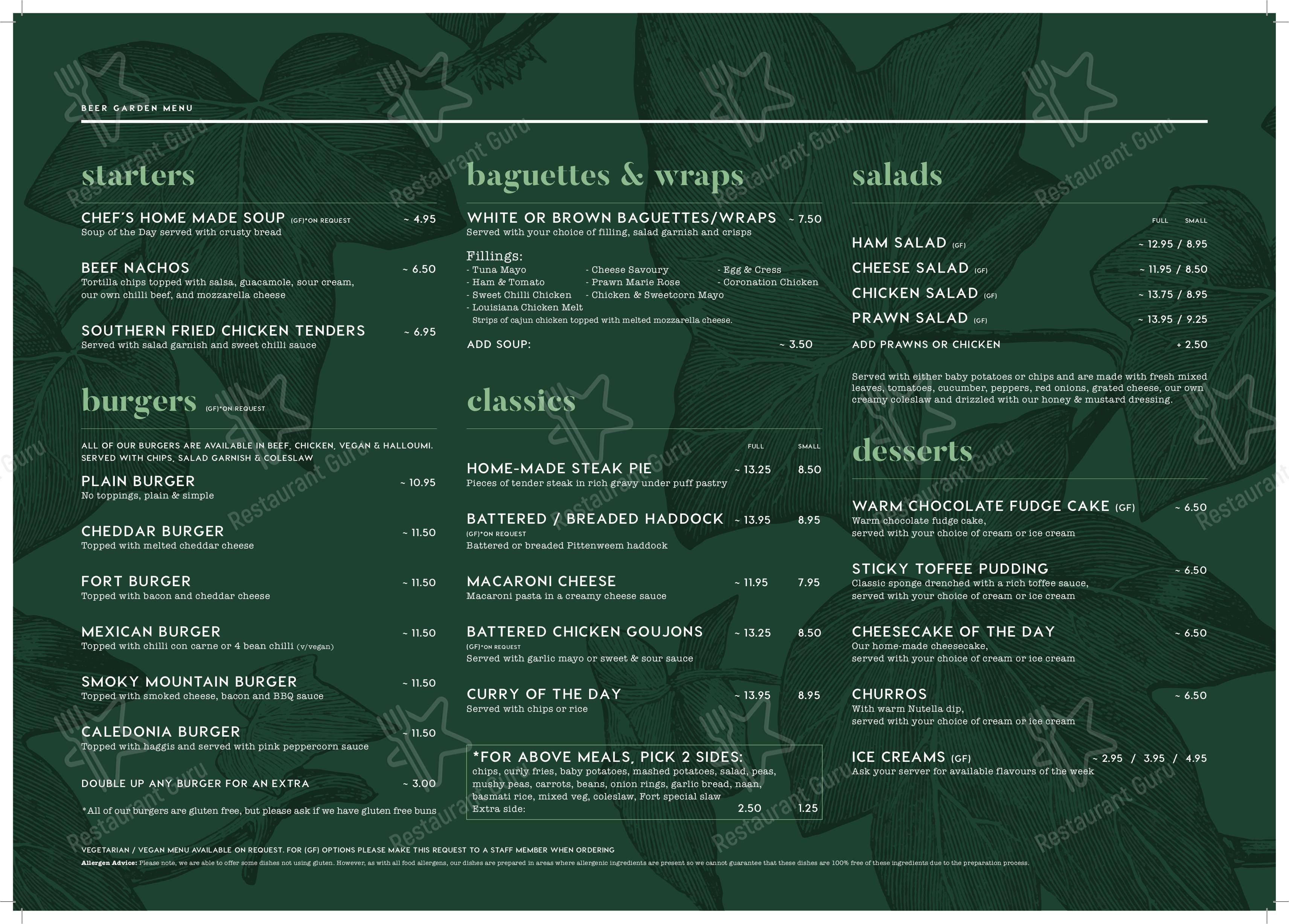 Menu at The Fort pub & bar, Dundee, 58 Fort St
