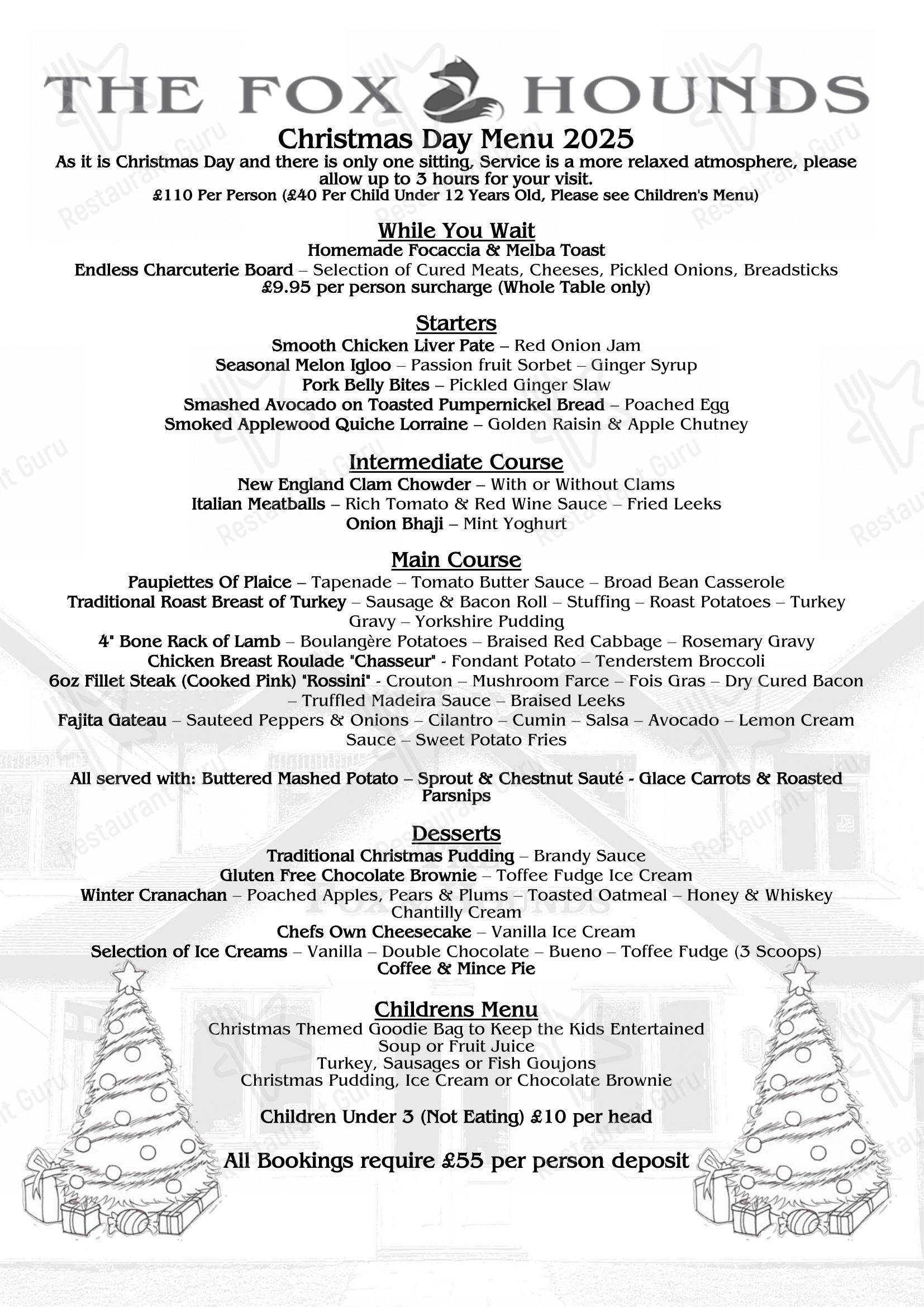 Menu at The Fox and Hounds pub & bar, Shawbury