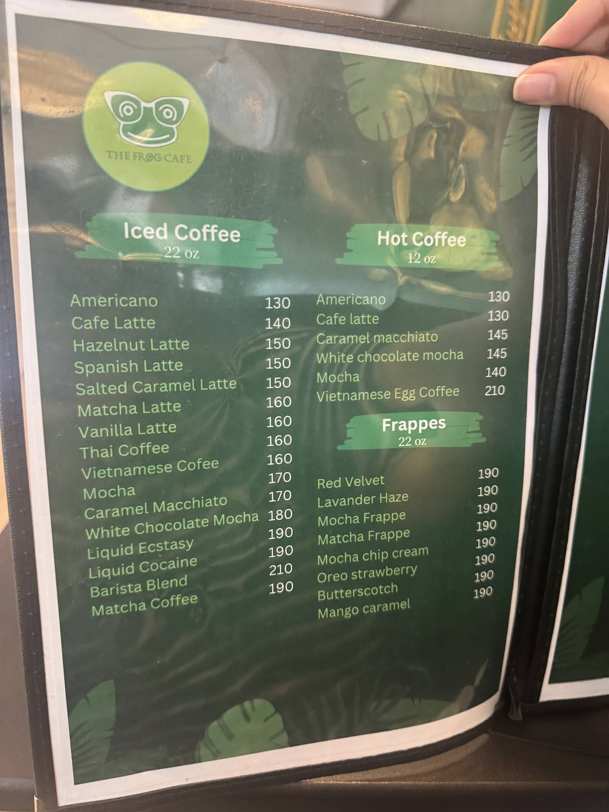 Menu at The Frog Cafe, Quezon City