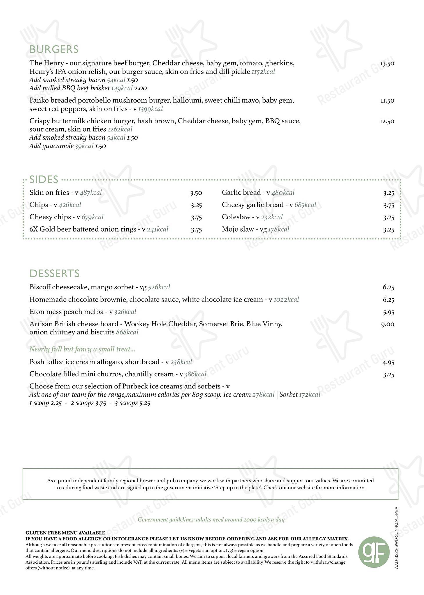 Menu at The George Hotel & Granary pub & bar, Frome