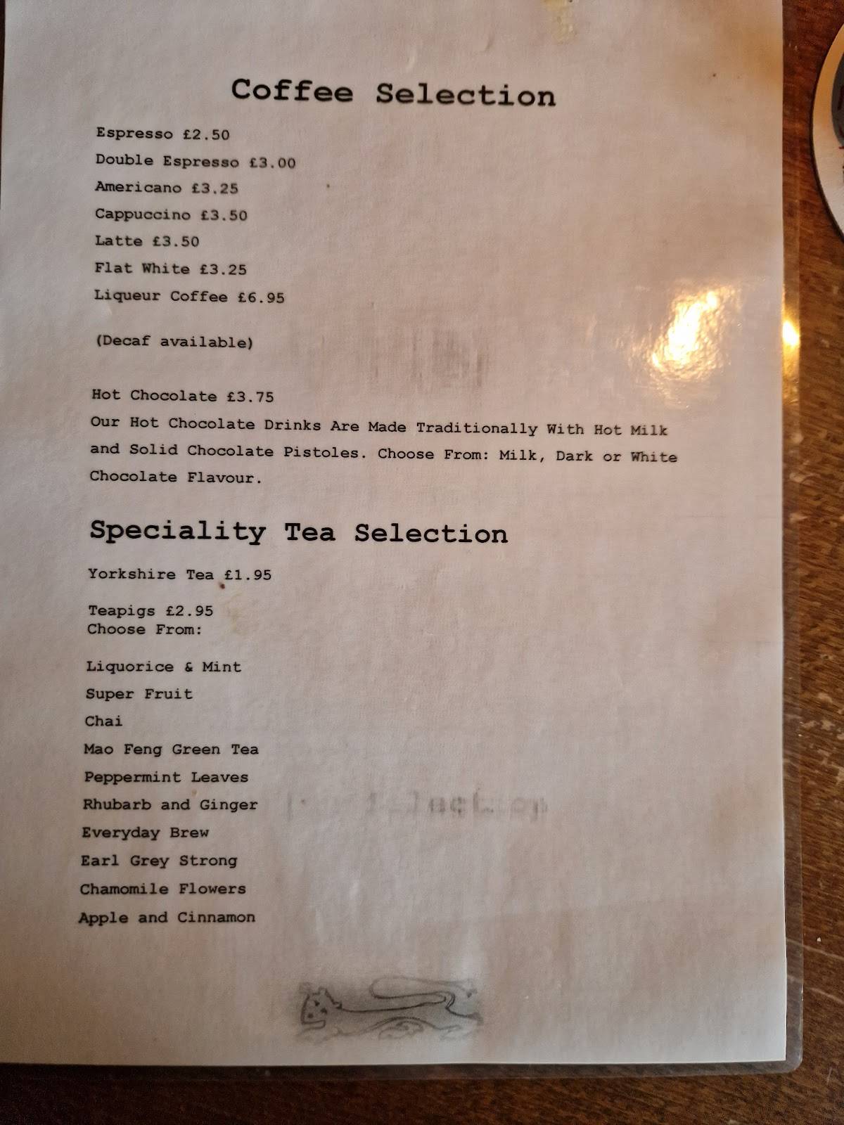 Menu at The Golden Lion pub & bar, Osmotherley