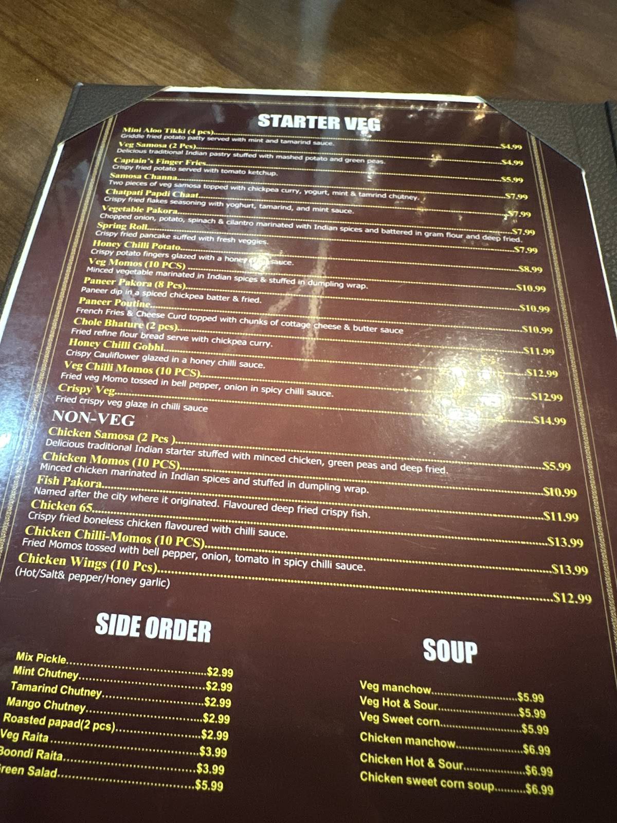 Menu at The Golden Spoon restaurant, Edmonton