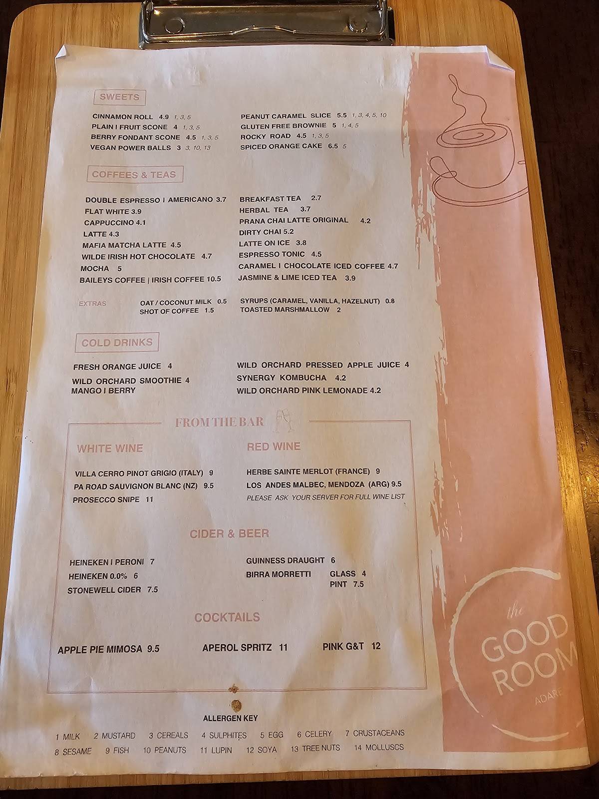Menu at The Good Room Café cafe, Adare