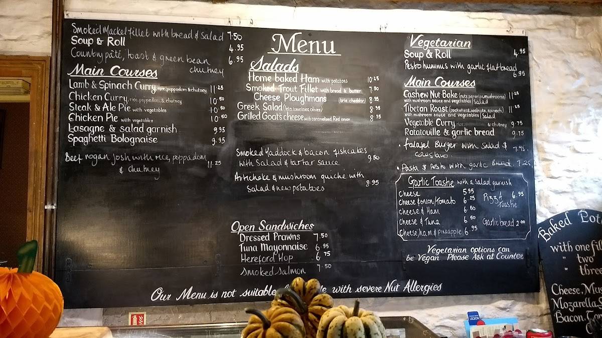 Menu at The Granary cafe, Hay-on-Wye