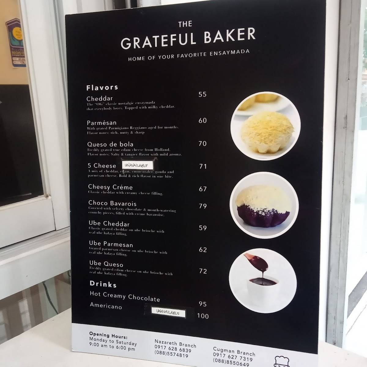 Menu at The Grateful Baker Nazareth, Cagayan de Oro