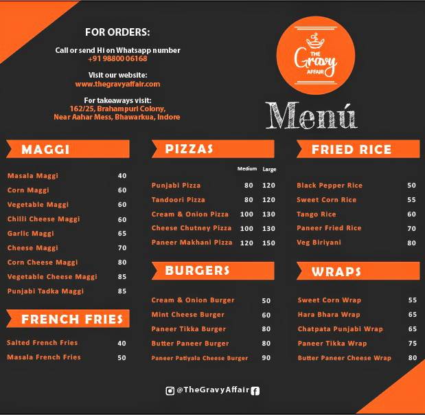 Menu at The Gravy Affair, Indore
