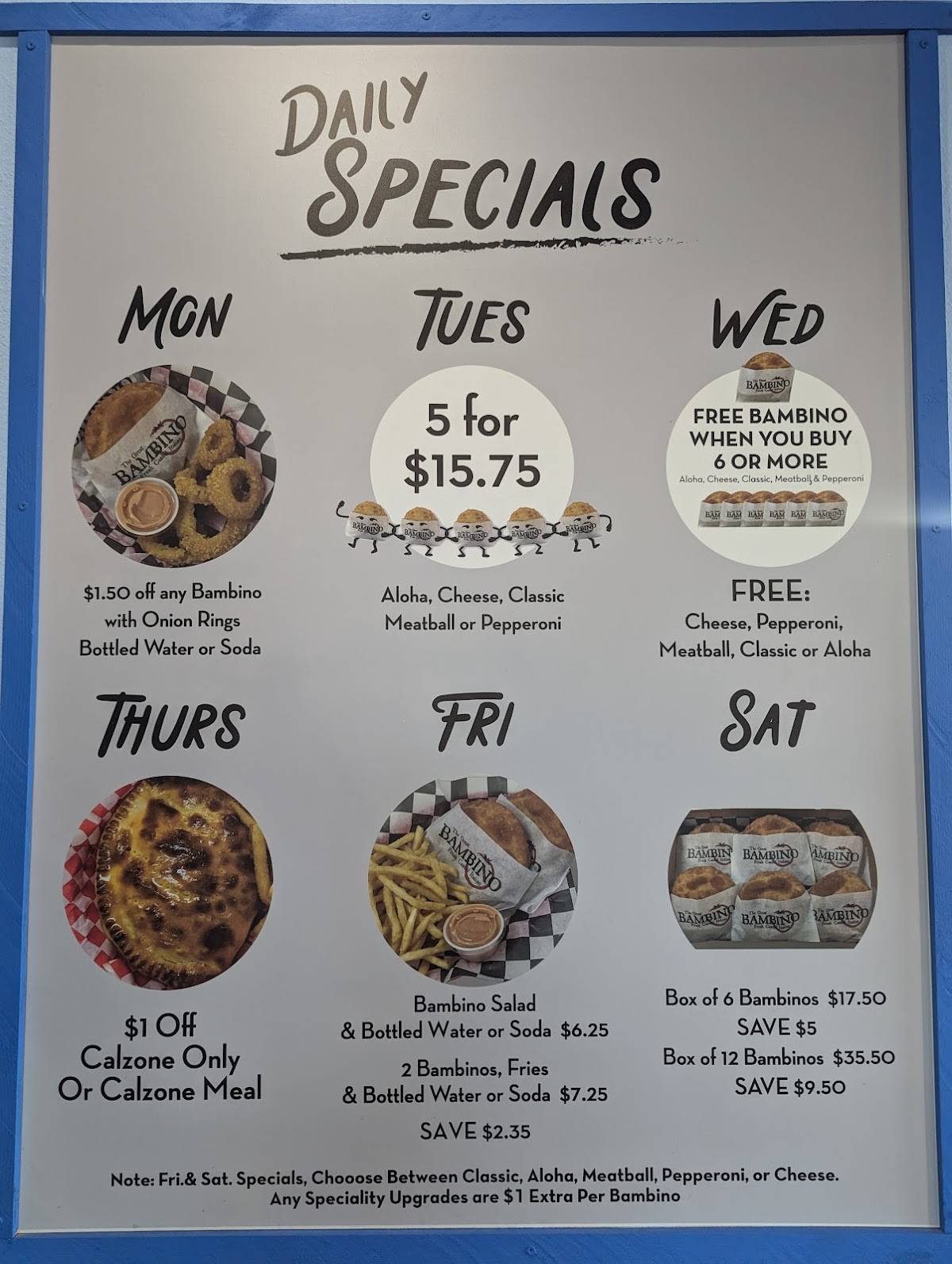 Menu at The Great Bambino Fresh Casual Italian pizzeria, Rigby