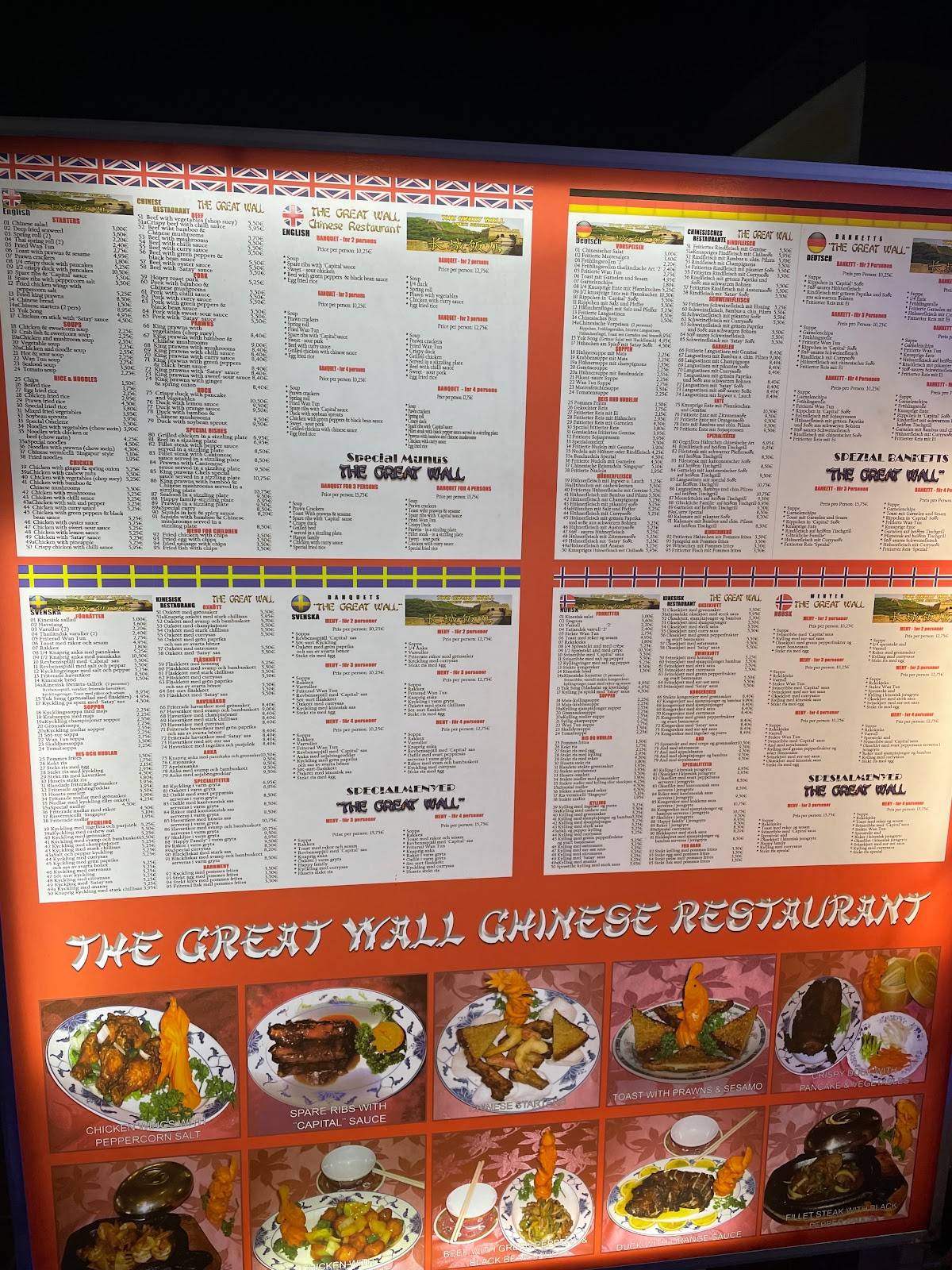 Menu at The Great Wall Restaurant, Oasis del Sur