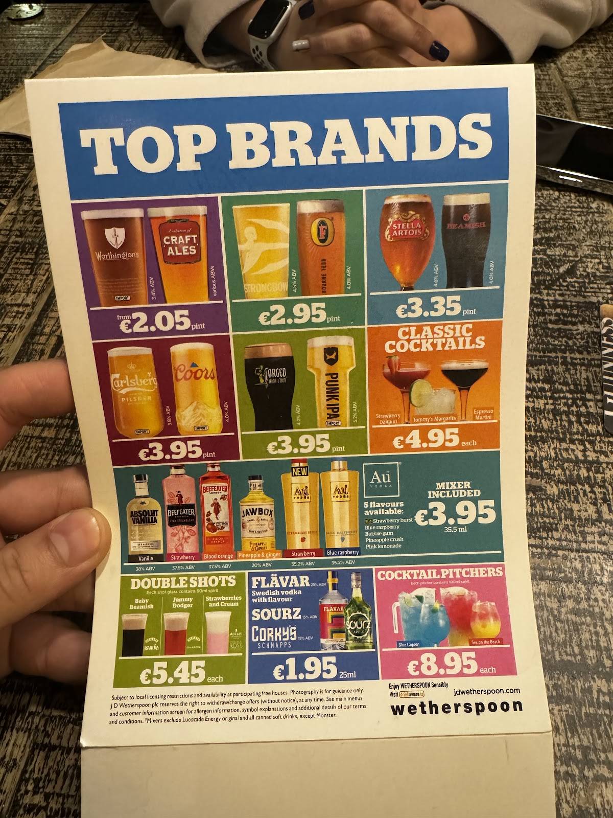 Menu at The Great Wood - JD Wetherspoon pub & bar, Dublin, Westend ...